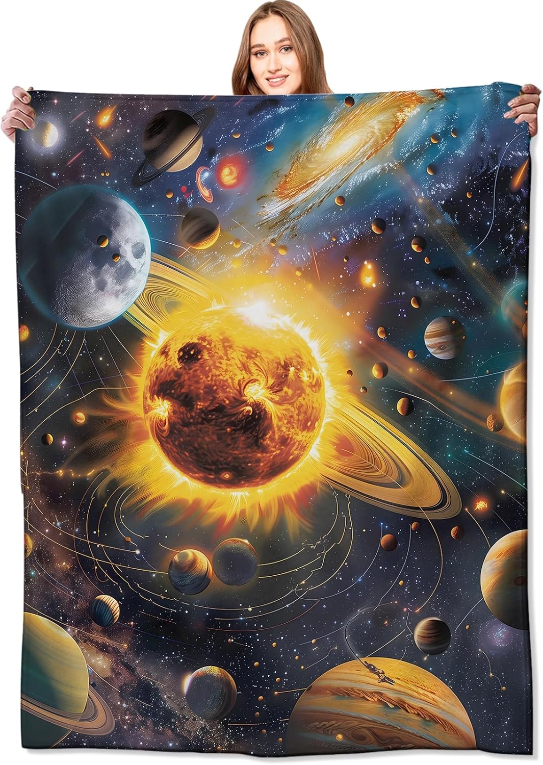 Solar System Blanket Outer Space Throw Blankets with Planets, Moons ...