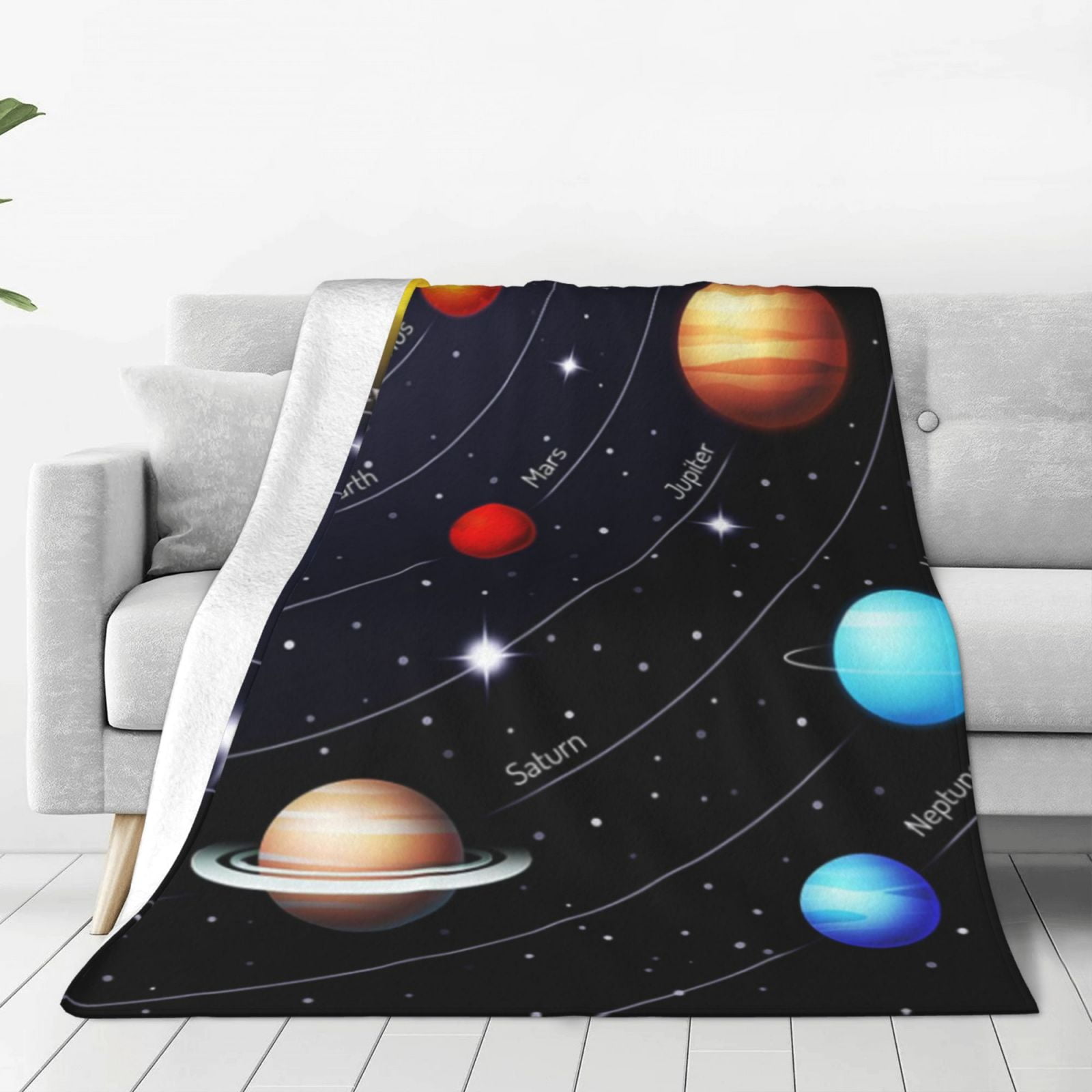 Solar System Blanket Space Earth Print Throw Blanket Cozy Smooth ...