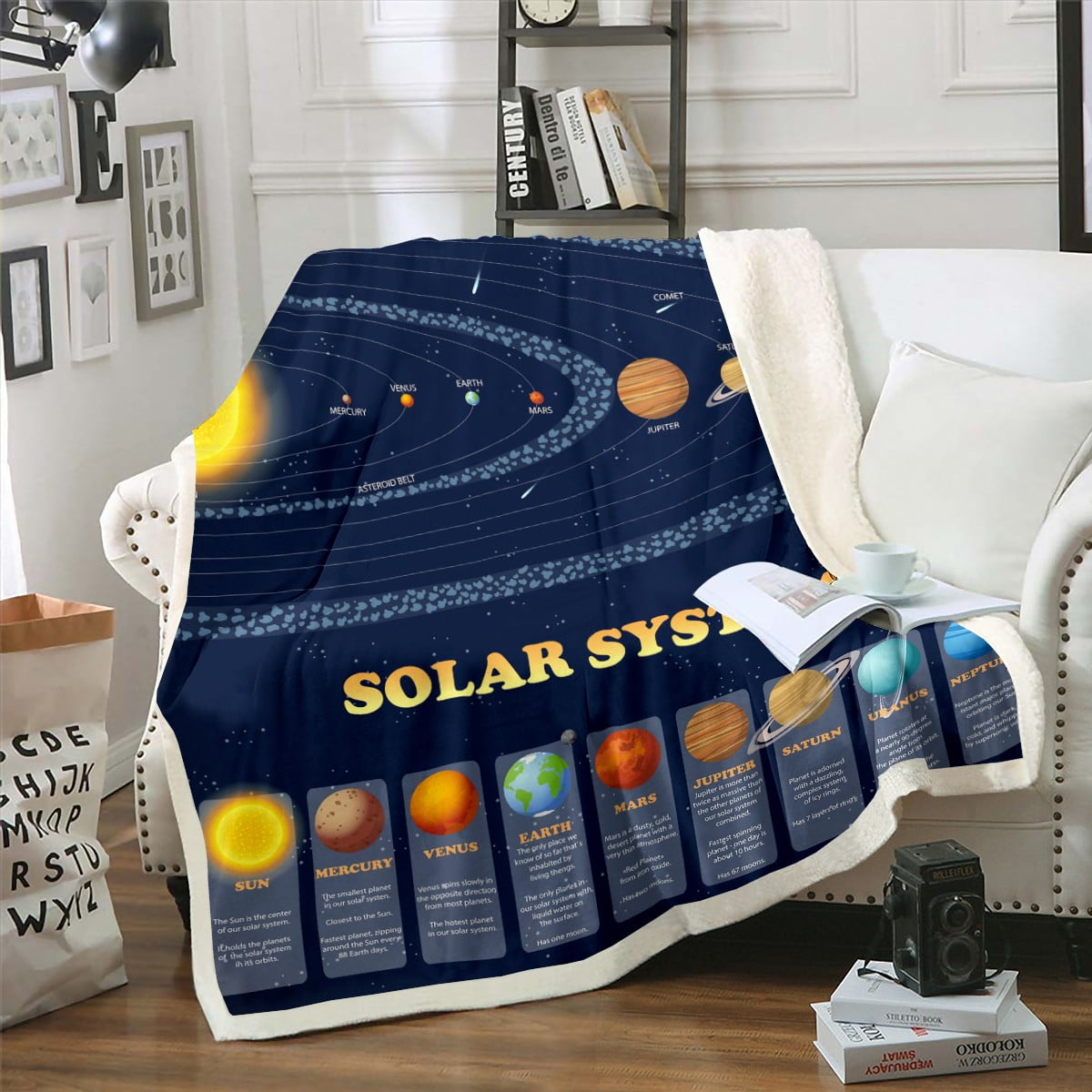 Solar System Blanket Universe Themed Bedroom Decor Throw Blanket,Outer ...
