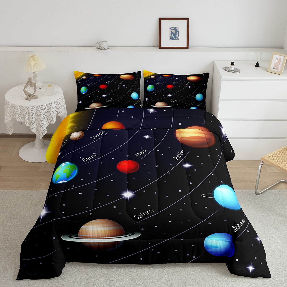 Solar System Comforter Set King Outer Space Bedding for Boys Girls ...