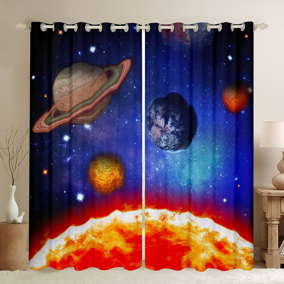 Solar System Curtains for Boys Girls Galaxy Blackout Curtains Universe ...