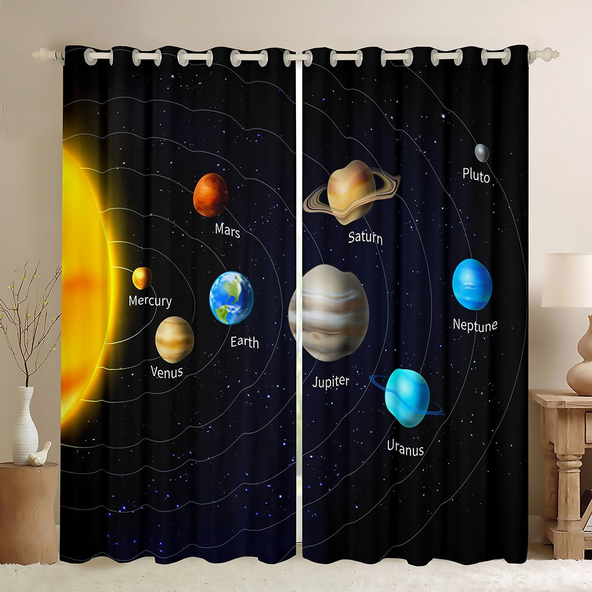 Solar System Curtains for Boys Girls Outer Space Blackout Curtains ...