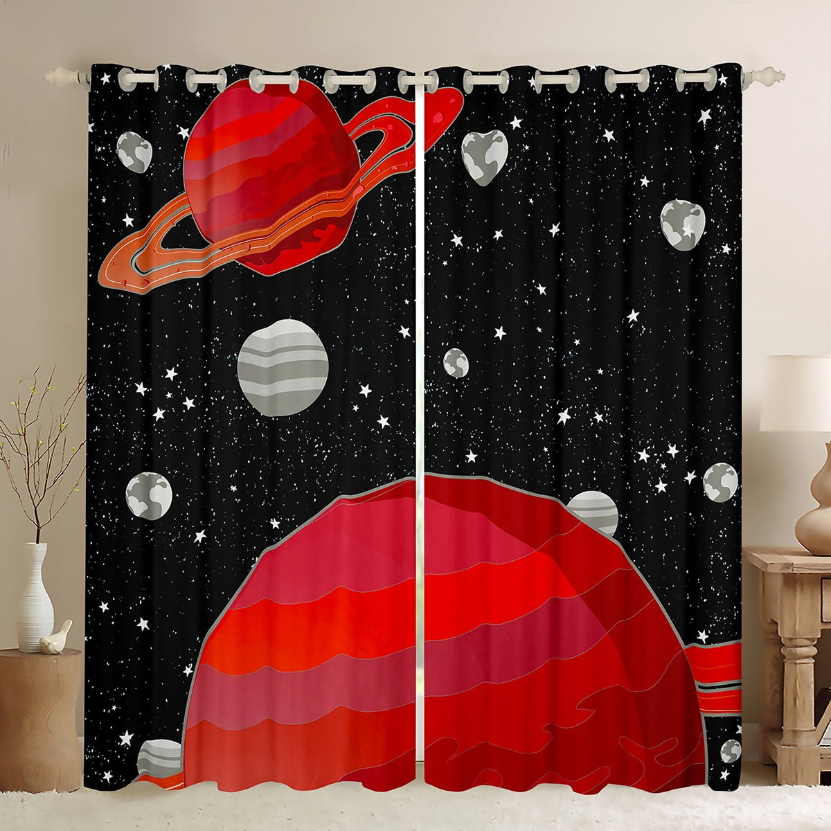 Solar System Curtains Outer Space Blackout Curtains Universe Themed ...