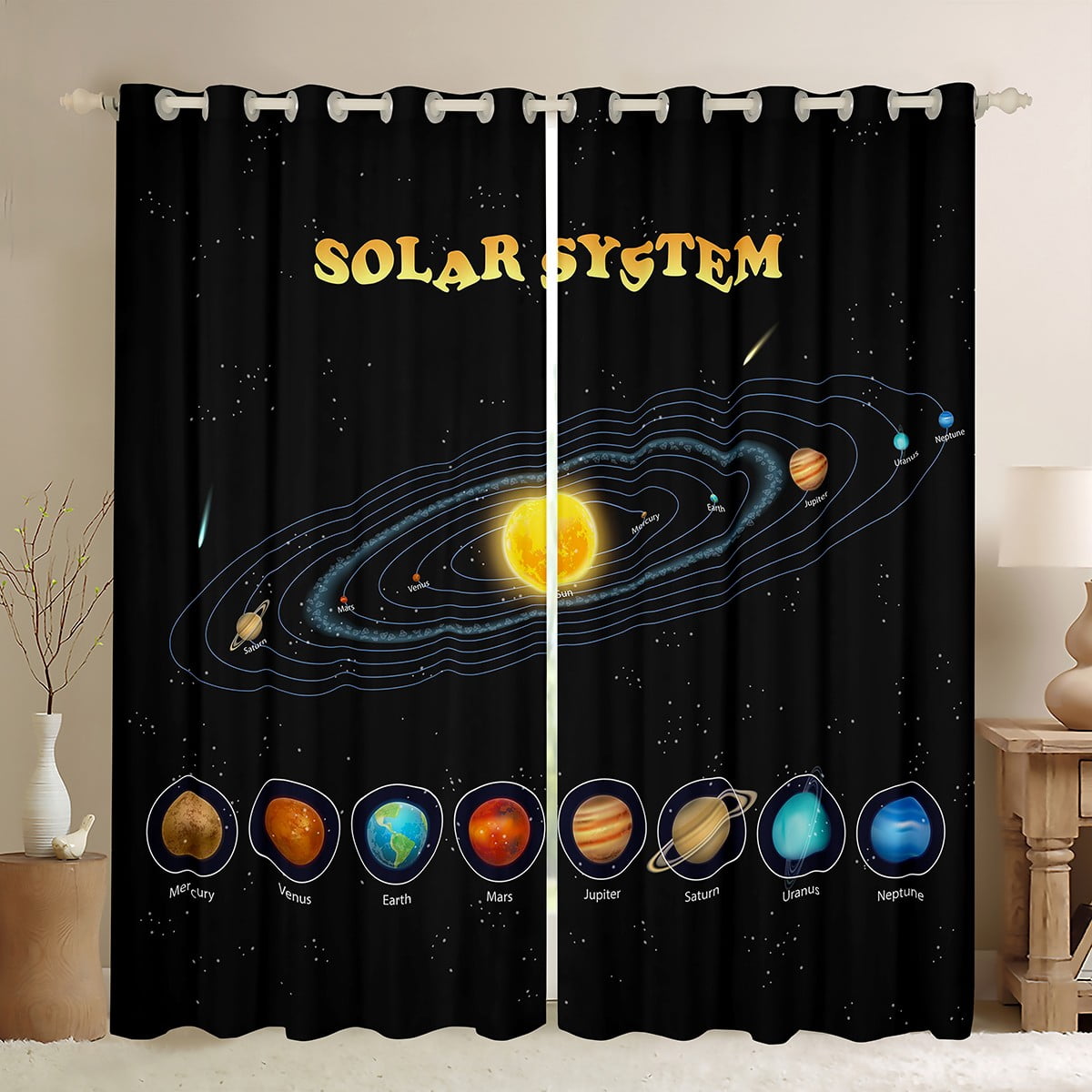 Solar System Curtains Outer Space 30%-50% Blackout Curtains Universe ...