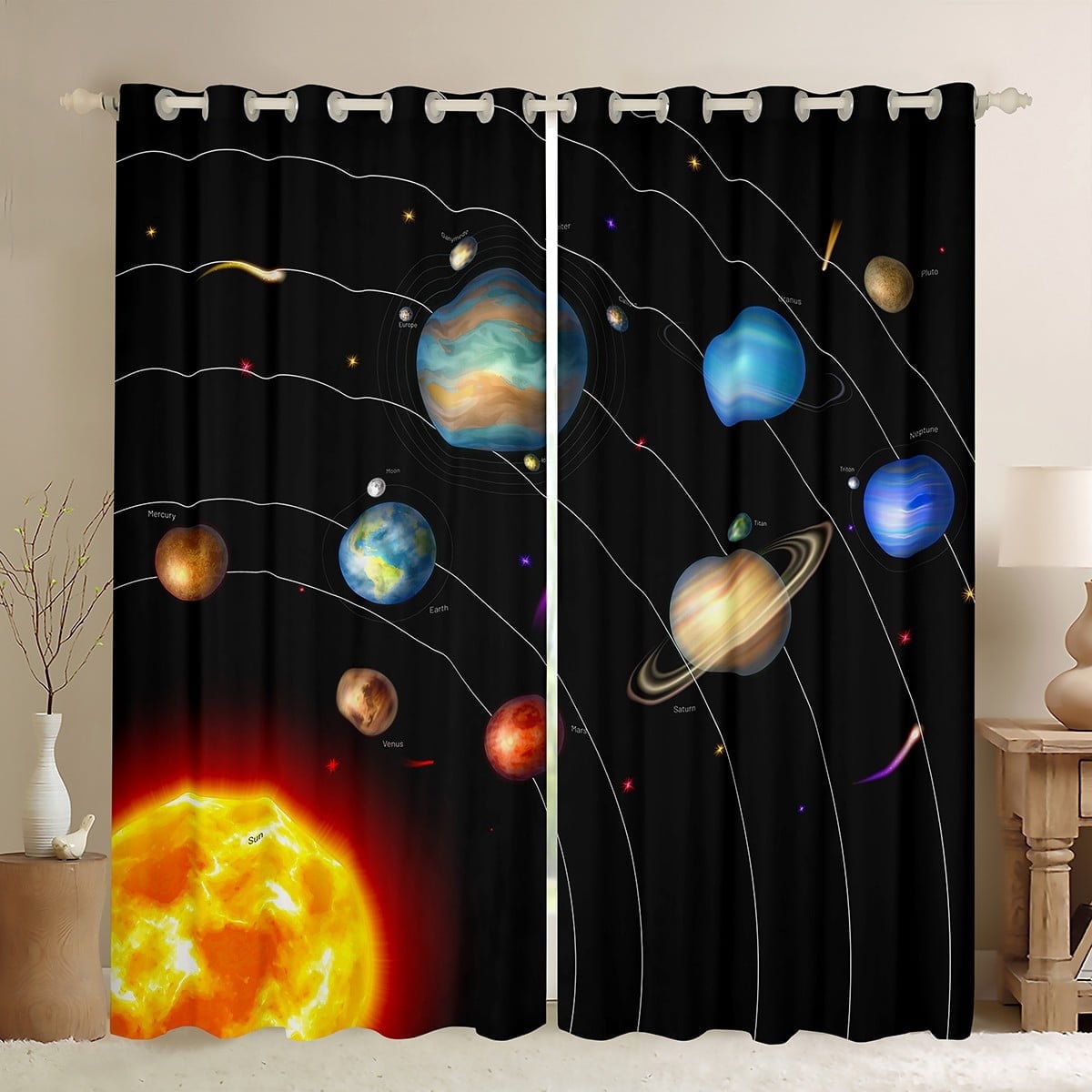 Solar System Curtains Outer Space Blackout Curtains Universe Themed ...