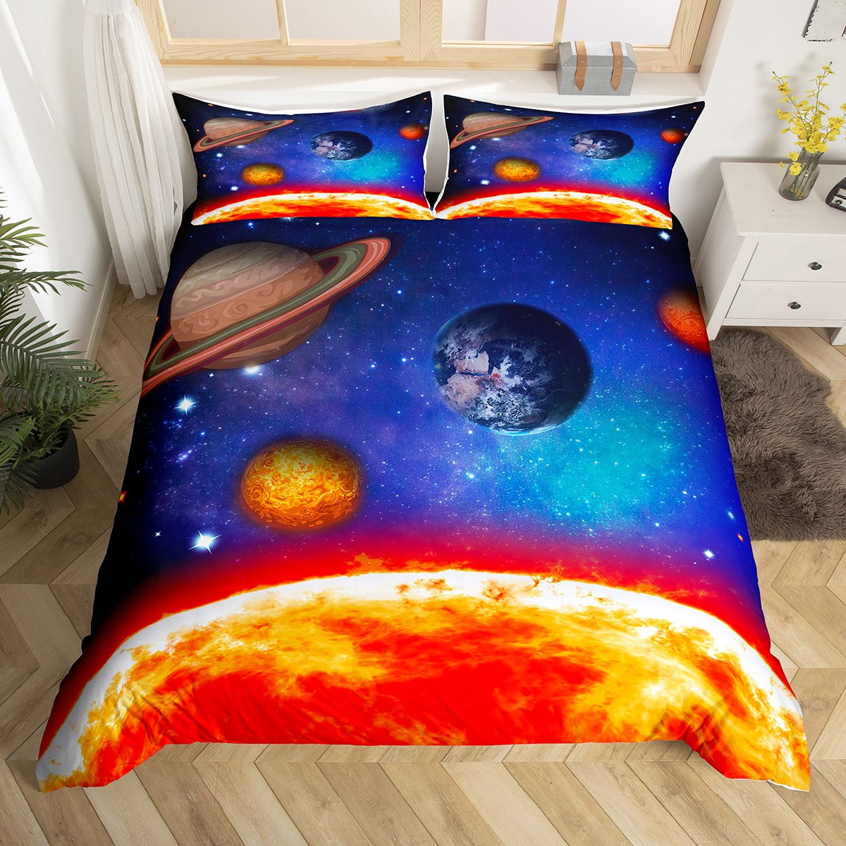 Solar System Duvet Cover for Boys Girls Galaxy Bedding Set King Size ...