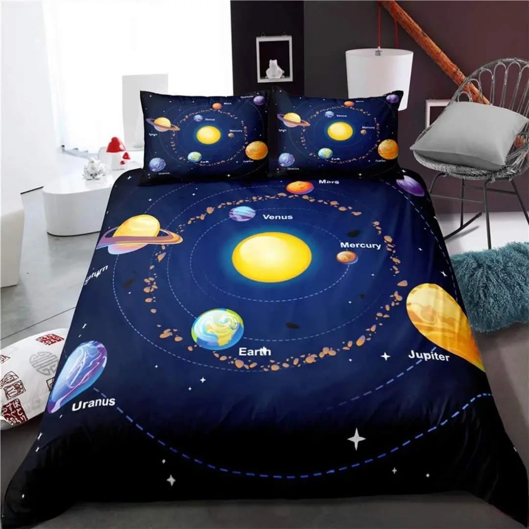 Solar System Duvet Cover Set Outer Space Galaxy Bedding Sets Universe ...