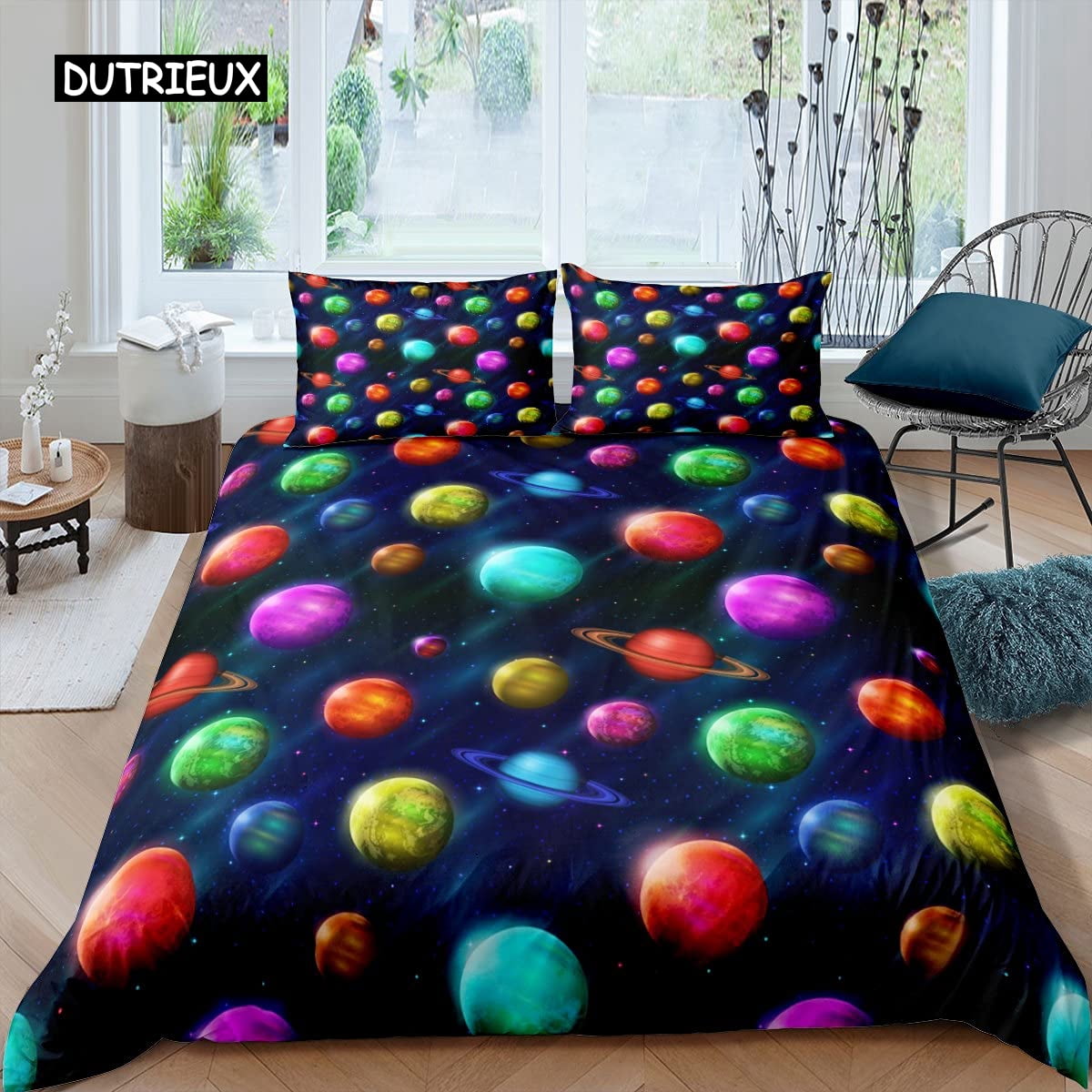 Solar System Duvet Cover Set Twin King Microfiber Outer Space Galaxy ...