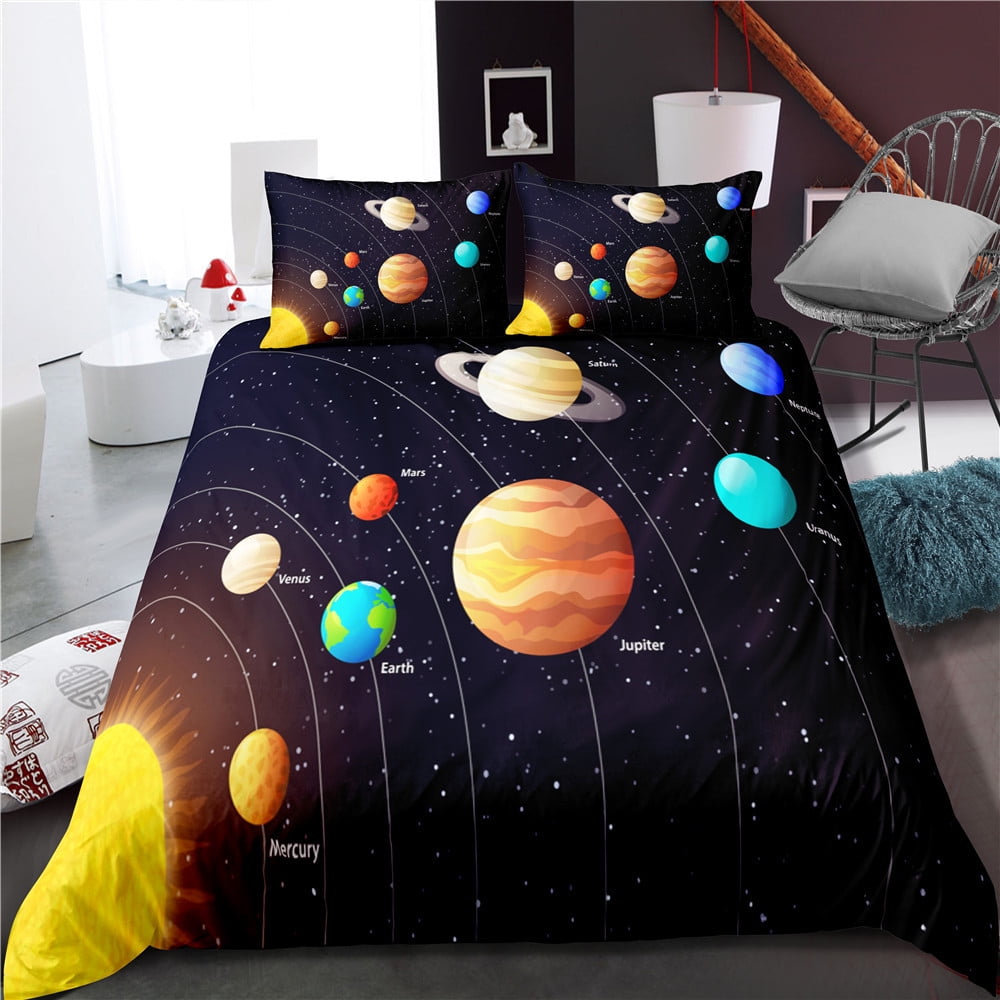 Solar System Duvet Cover Set for Kids Outer Space Galaxy Bedding Set ...