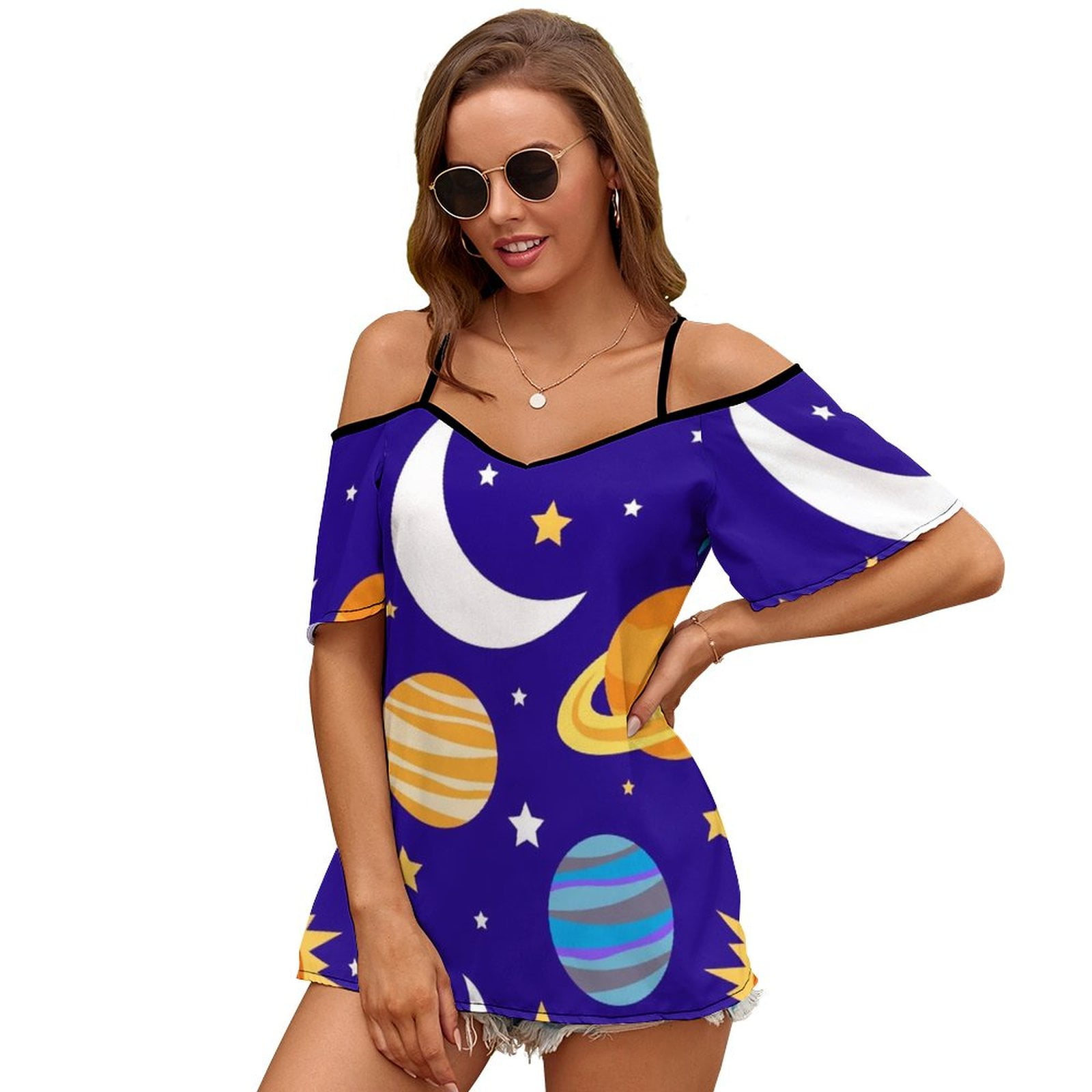 Solar System Frizzle " Gets " New Fashion Zip Off Shoulder Top Short ...