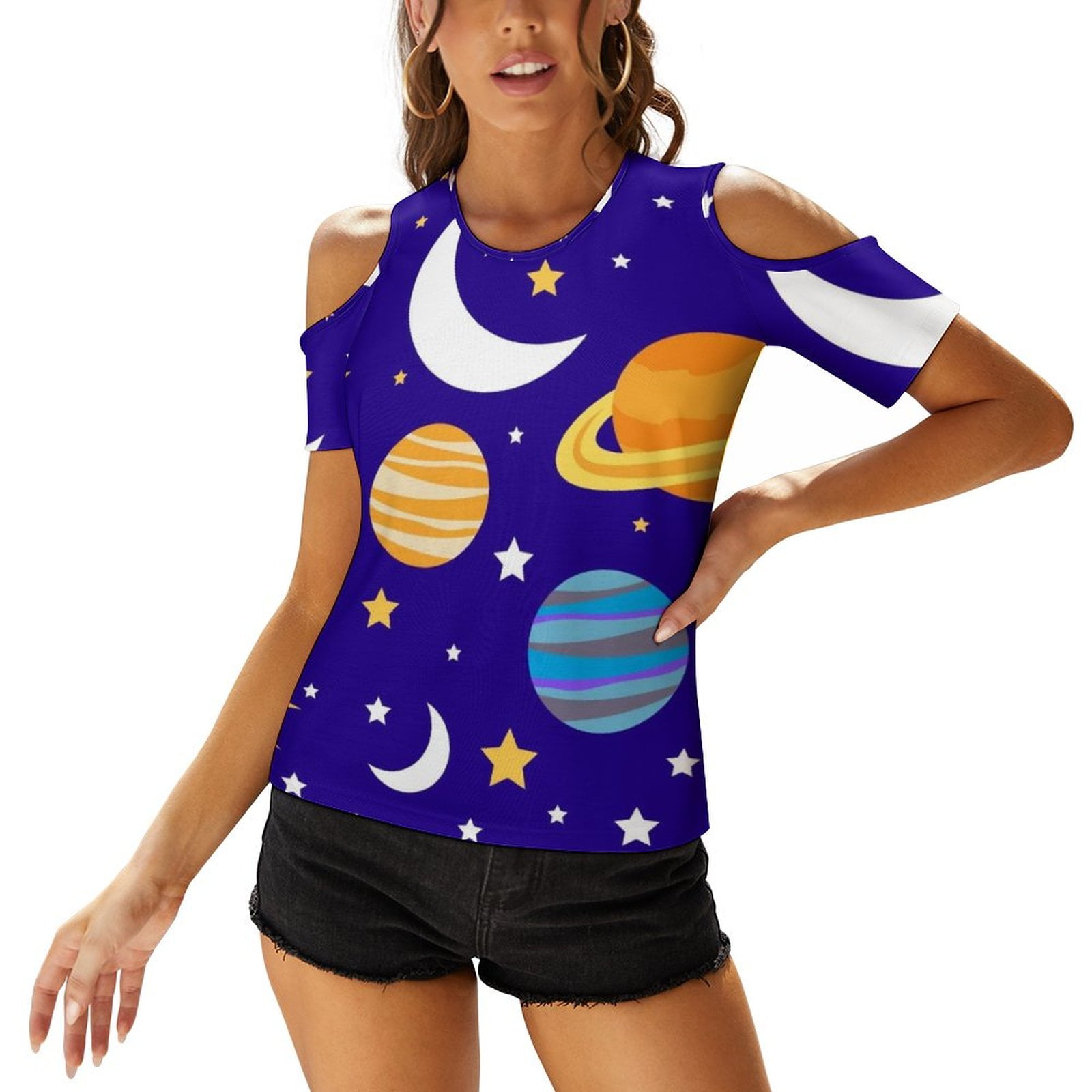 Solar System Frizzle " Gets " New Fashion Zip Off Shoulder Top Short ...