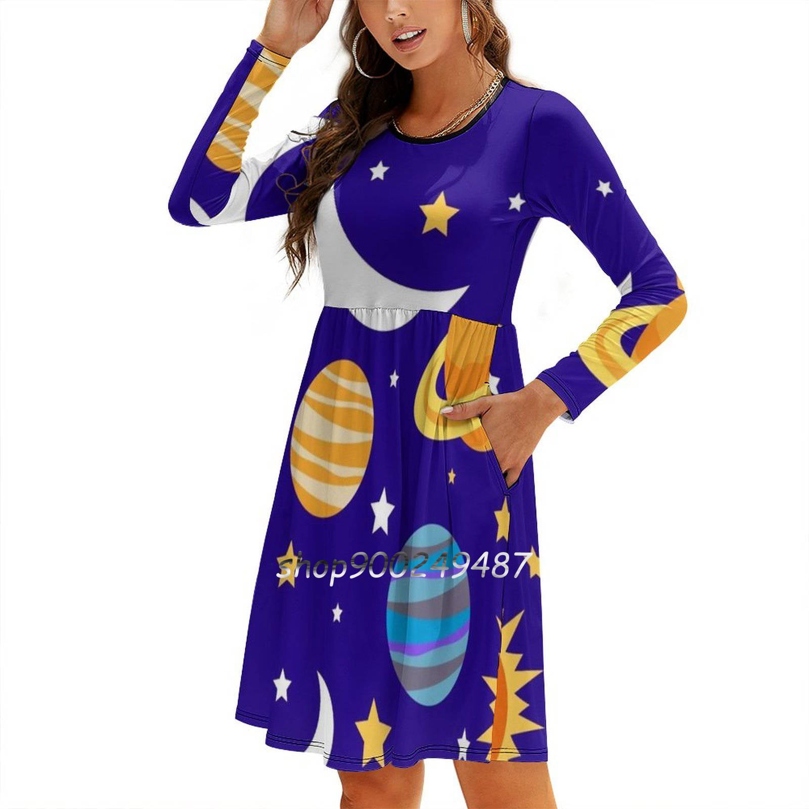 Solar System Frizzle " Gets " Square Neck Dress New Plus Size Elegant ...
