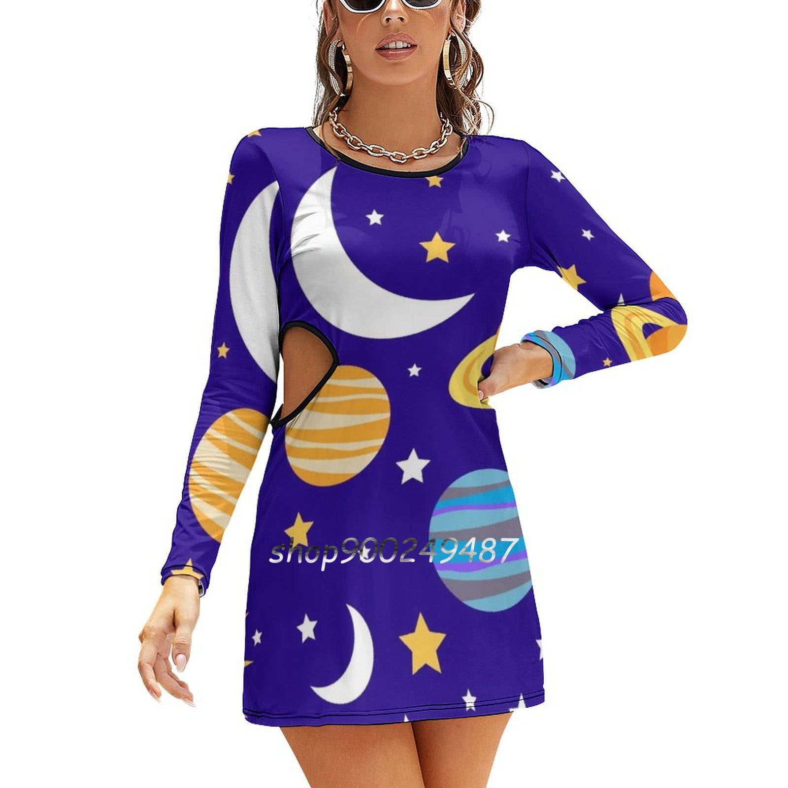 Solar System Frizzle " Gets " Square Neck Dress New Plus Size Elegant ...