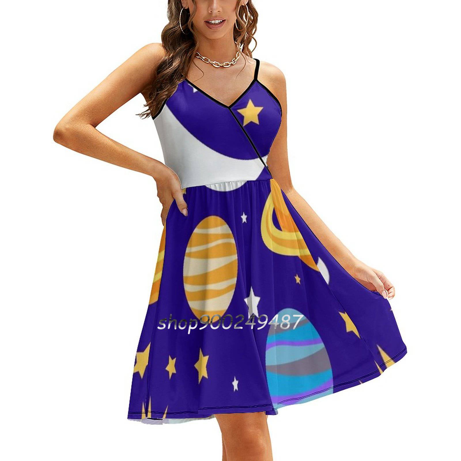 Solar System Frizzle " Gets " Square Neck Dress New Plus Size Elegant ...