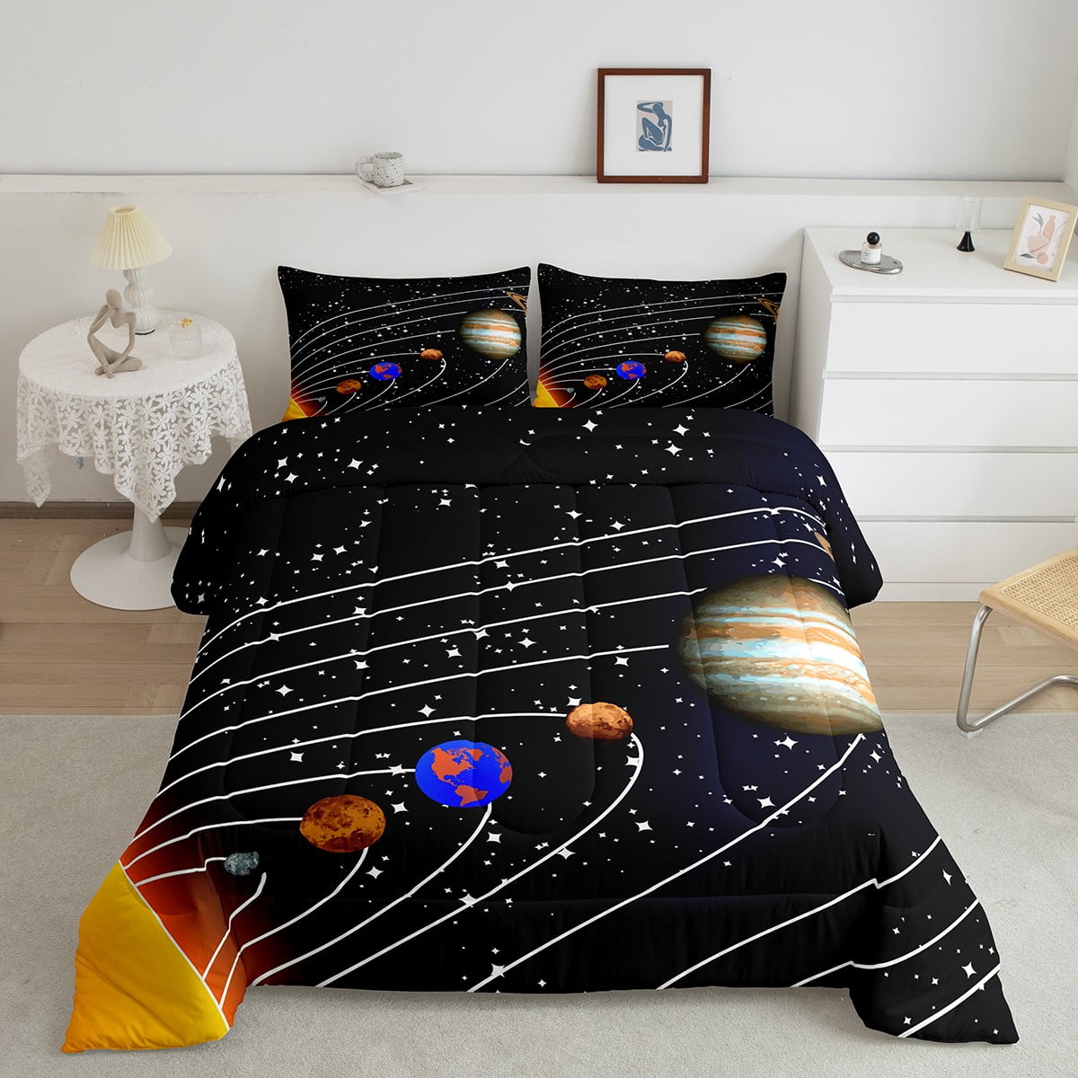 Solar System Full Bedding Sets for Boys Girls Outer Space Comforter Set ...