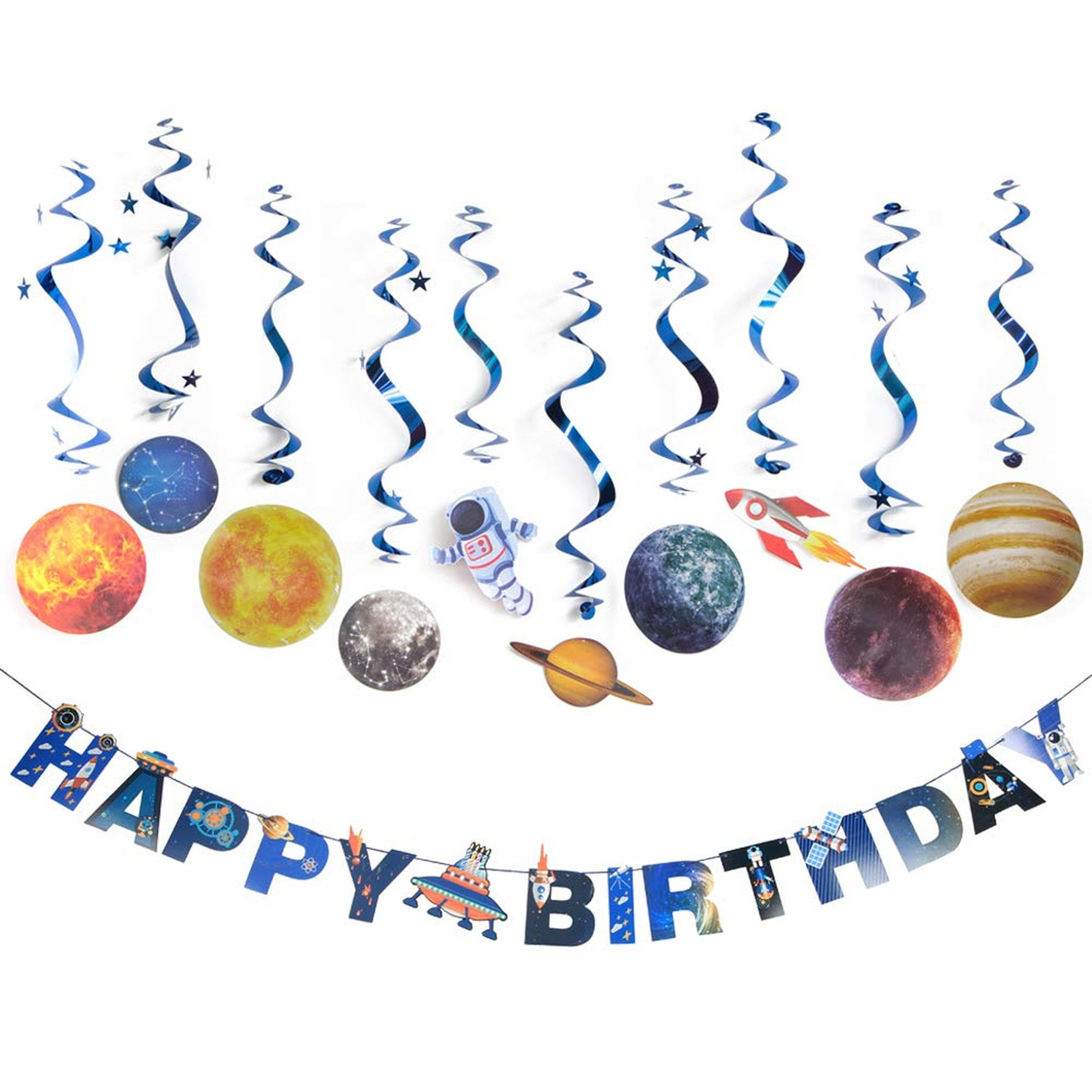 Solar System Galaxy Birthday Party Decor Set - Includes 11 Hanging ...