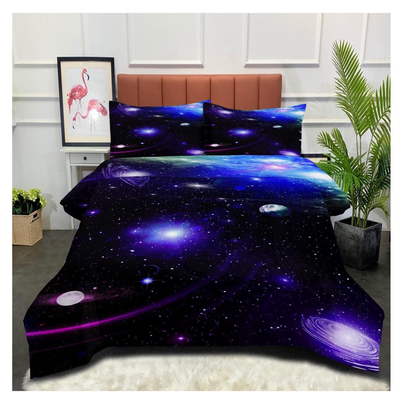 Solar System Galaxy Black Quilt Set Outer Space Starry Sky Comforter ...