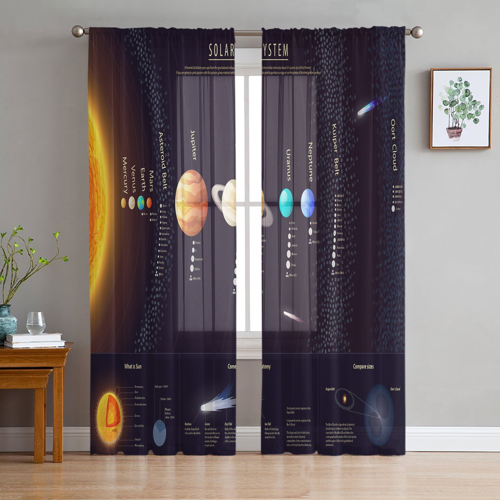 Solar System Galaxy Universe Planet Sheer Curtains for Living Room ...
