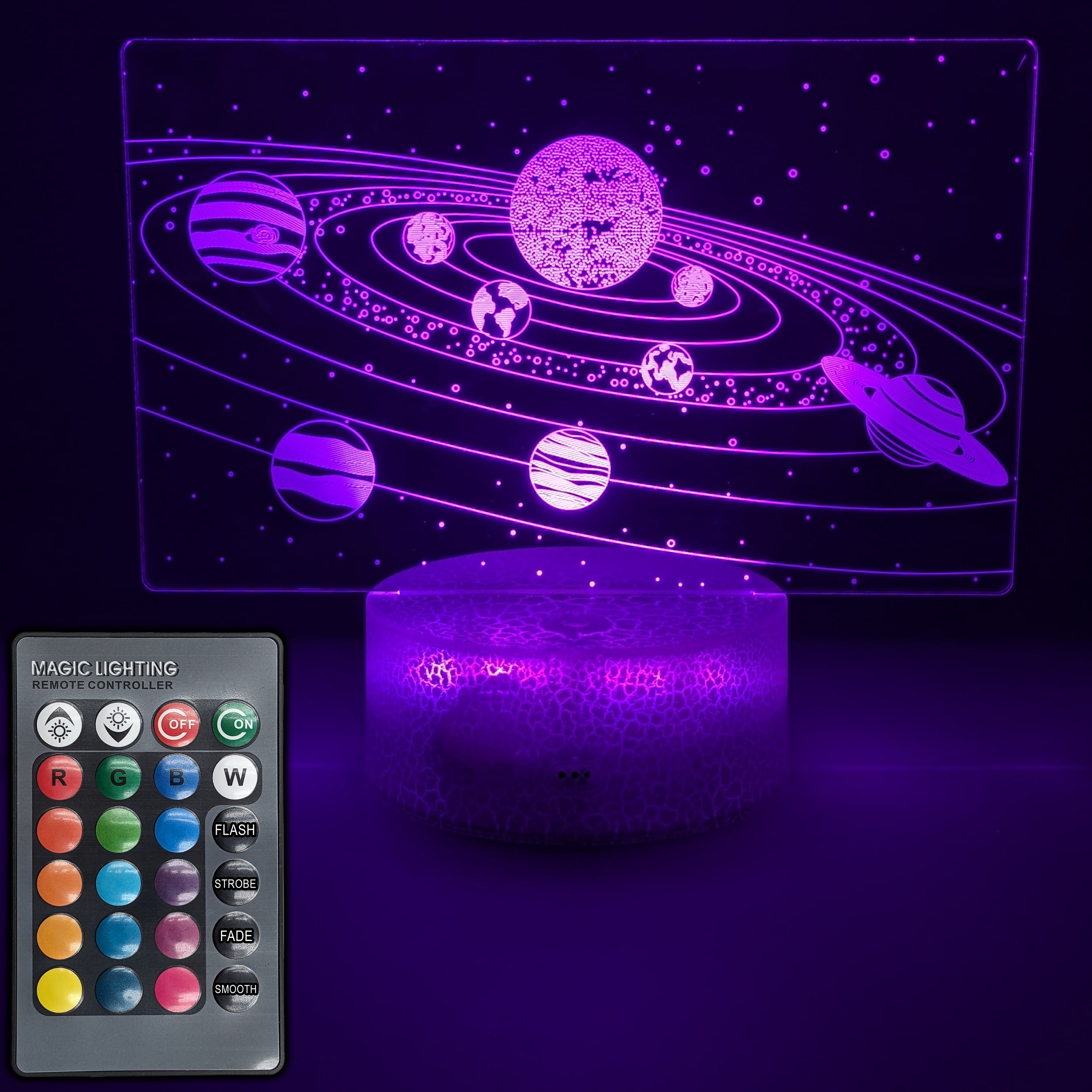 Solar System LED Night Light with Remote Control - 16 Colors ...