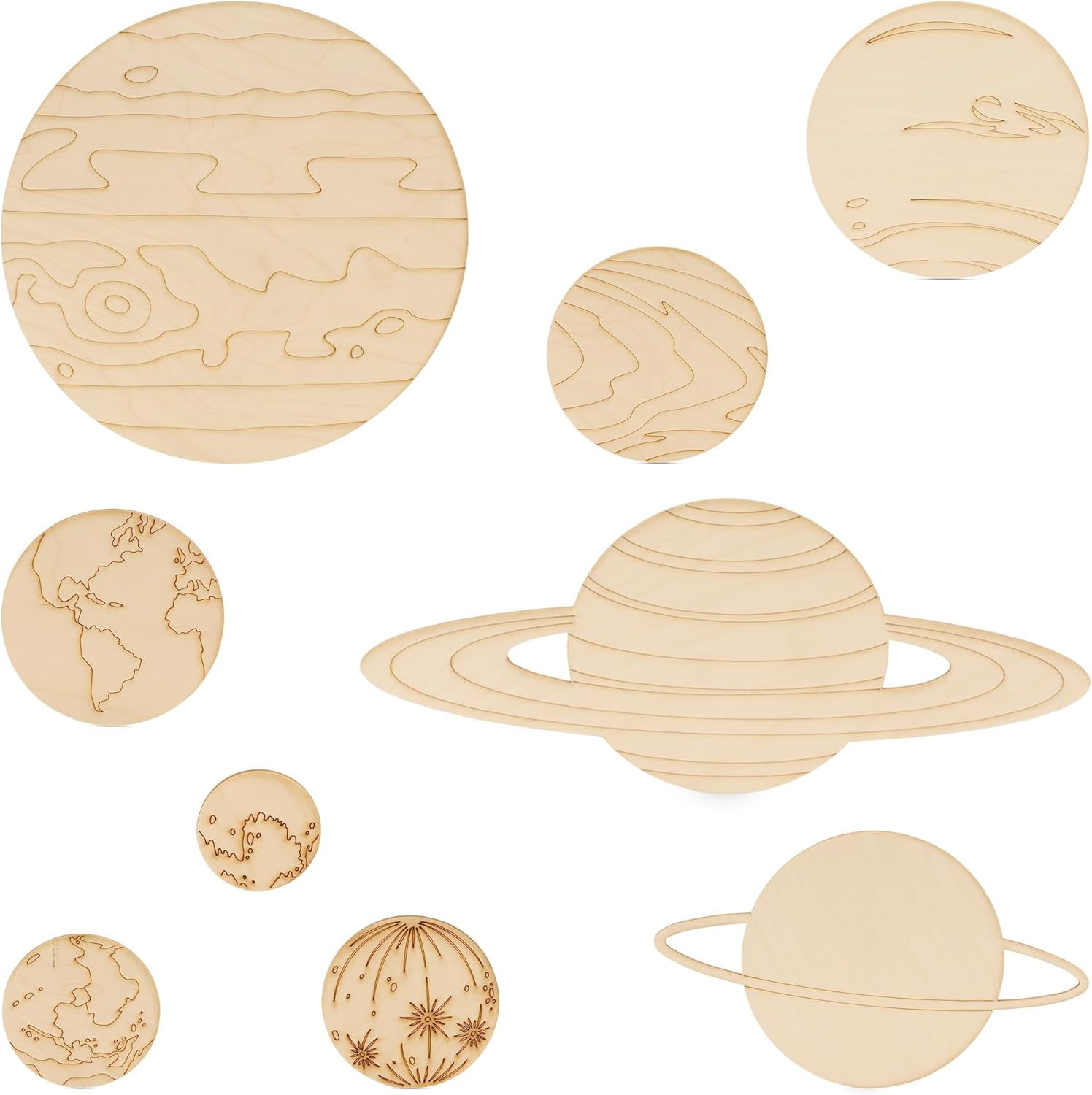 Solar System Model of Planets, Pack of 3 Sets of 9 DIY Wooden Crafts to ...
