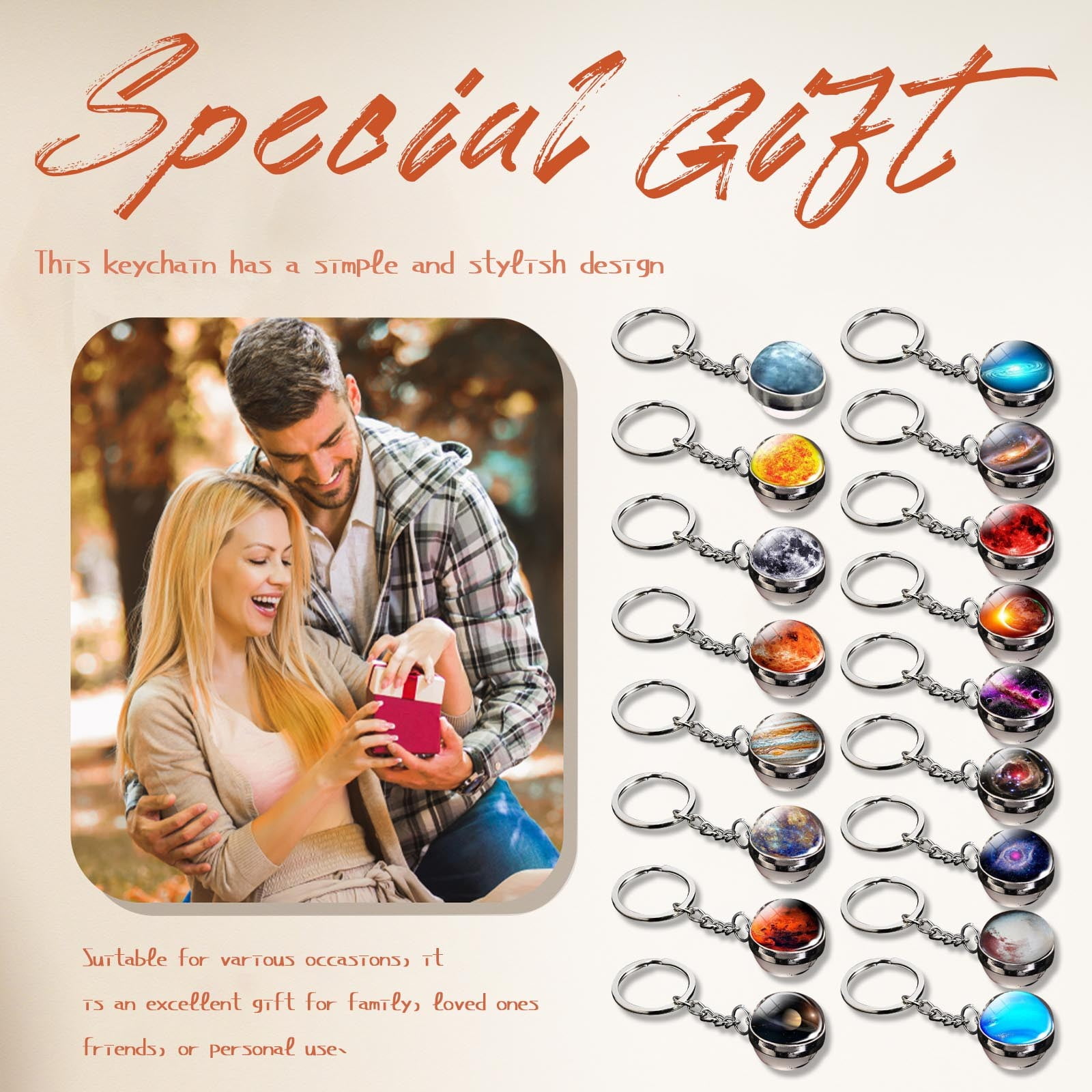 Solar System Planet Keychain Galaxy Art Picture Cabochon Glass Ball Key ...