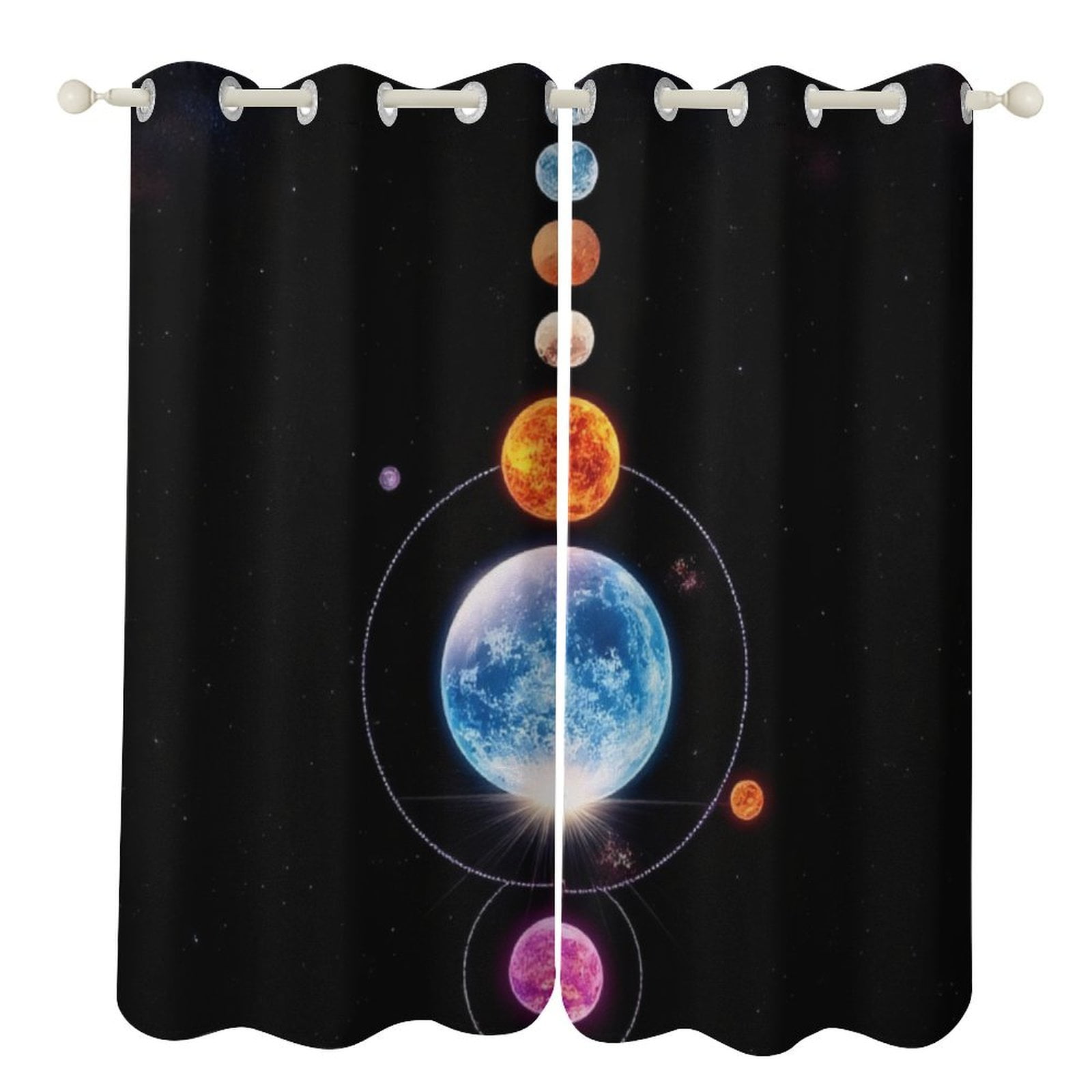 Solar System Planets Art 2 Panels Curtains for Bedroom Living Room ...