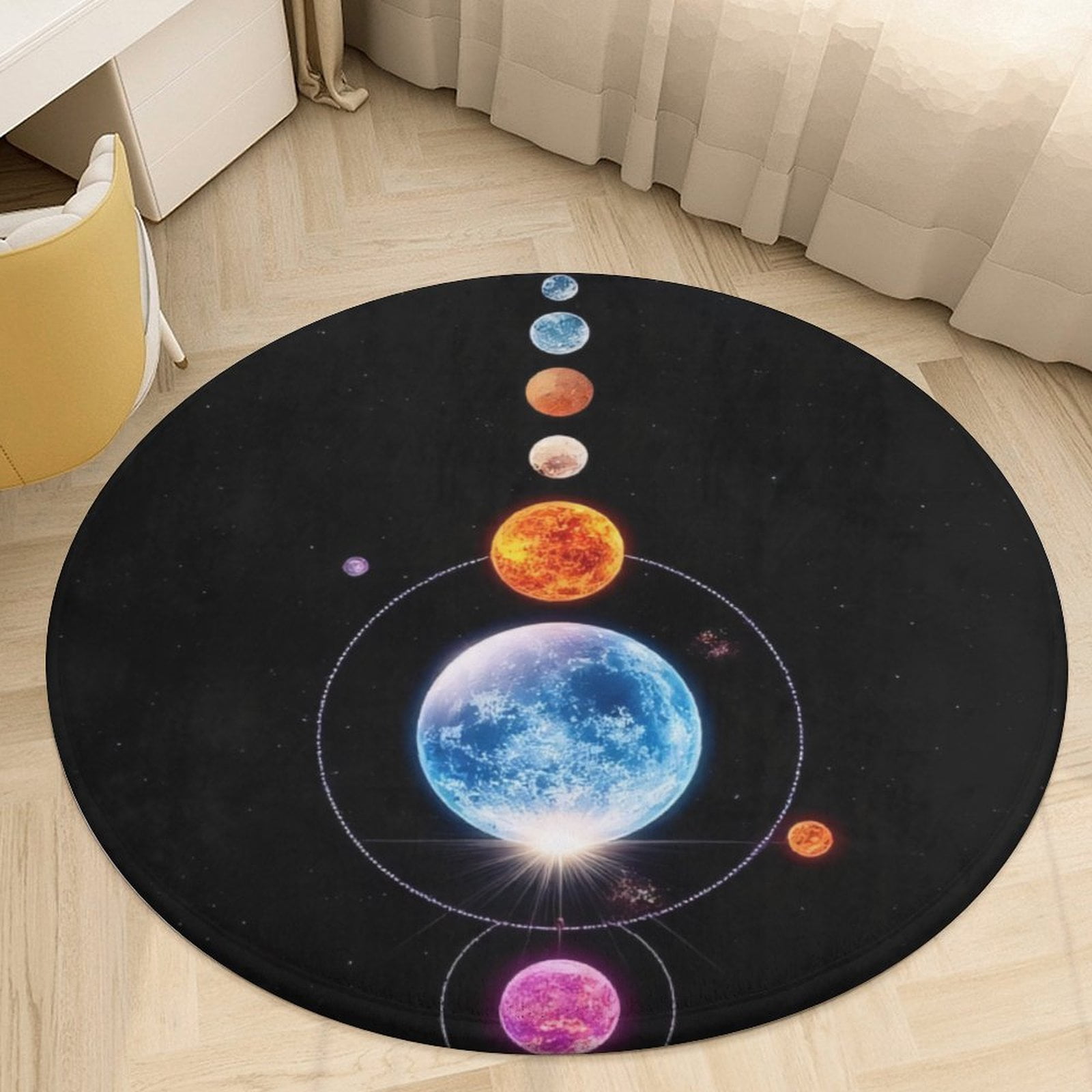 Solar System Planets Art Round Area Rugs for Bedroom Living Room, 3FT ...