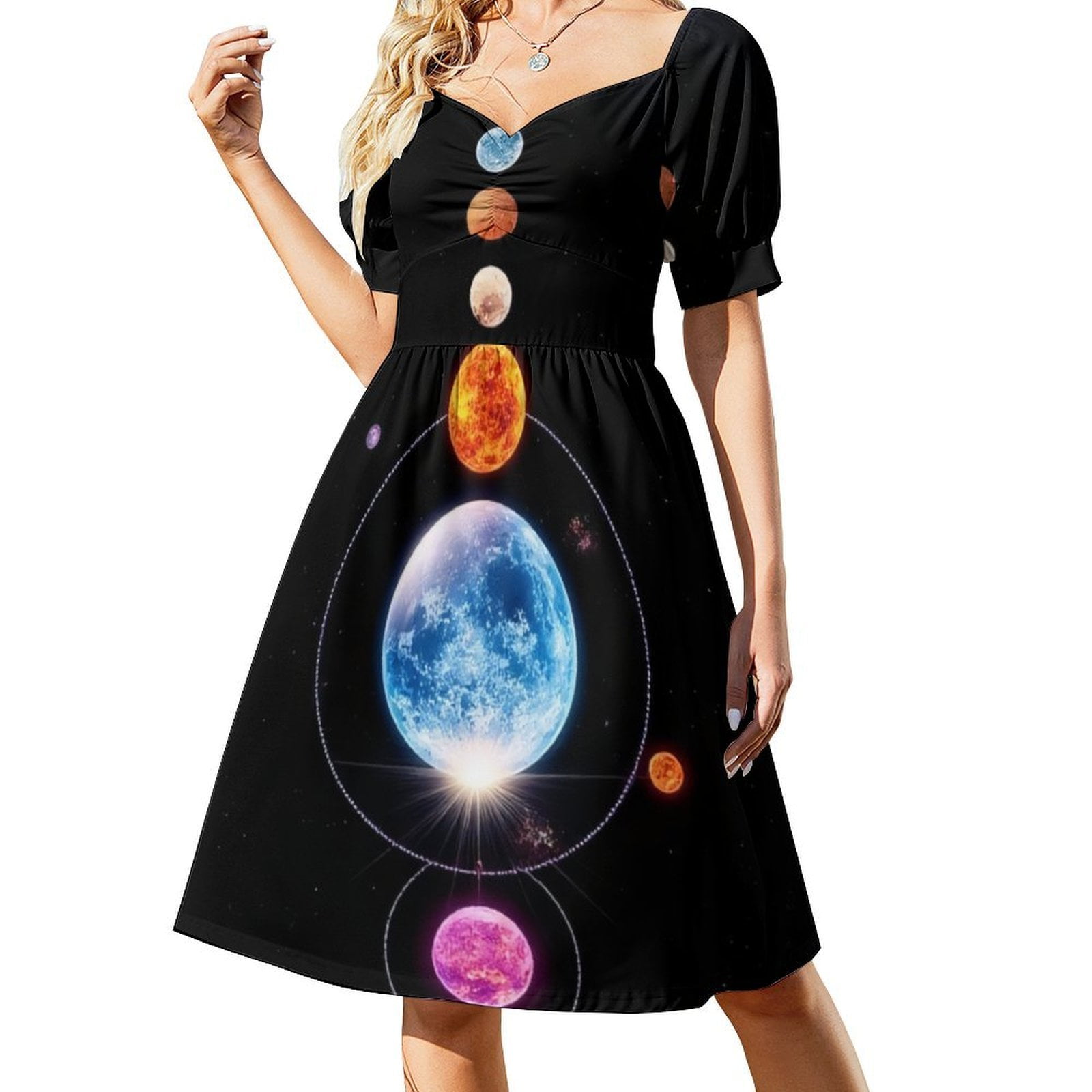 Solar System Planets Art Summer Women's Dress 2025 Elegant Dresses Plus ...