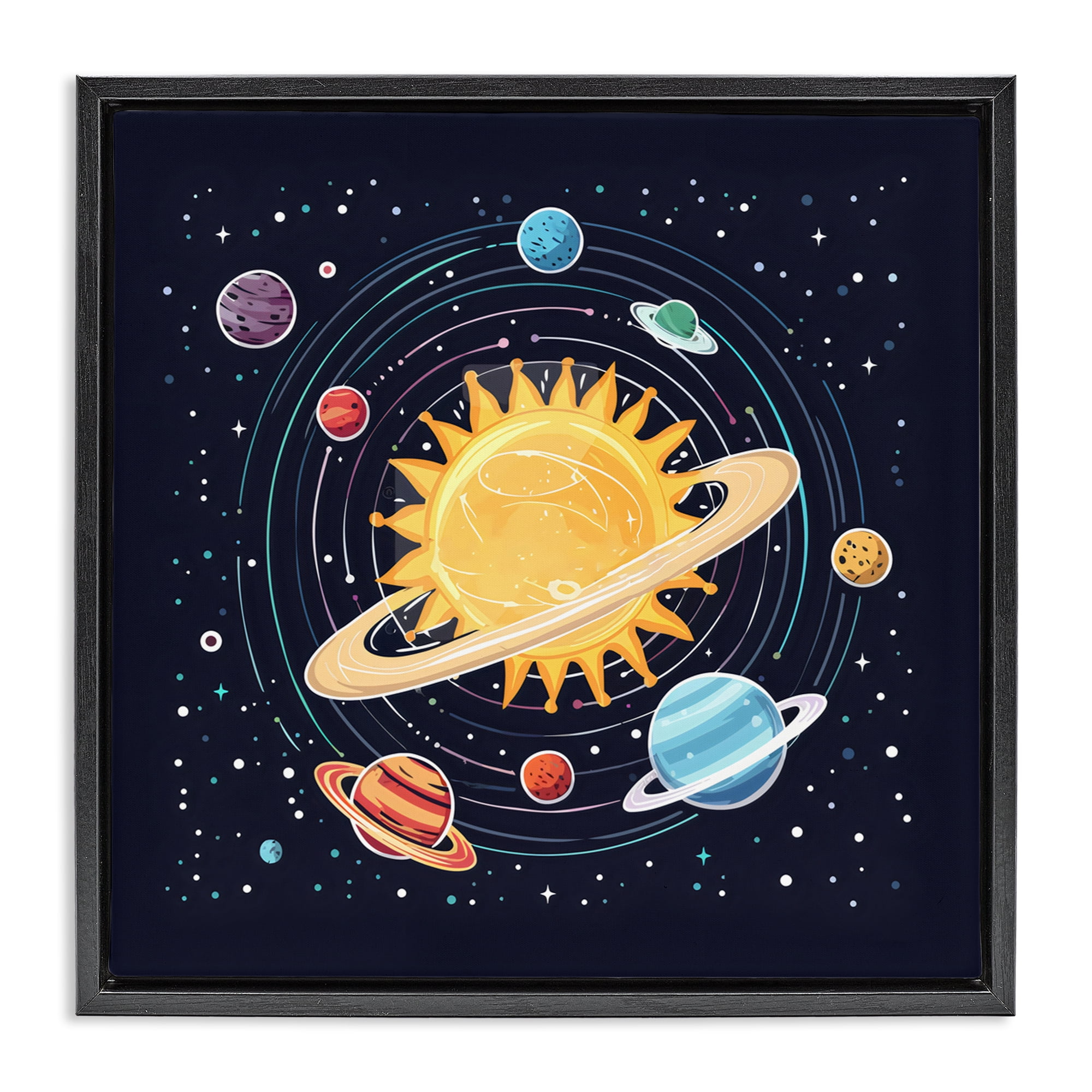 Stupell Industries Solar System Planets Orbit Black Framed Floater ...