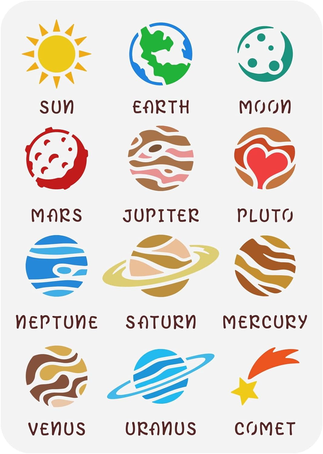 Solar System Planets Painting Stencil 8.3x11.7inch Reusable Outer Space ...