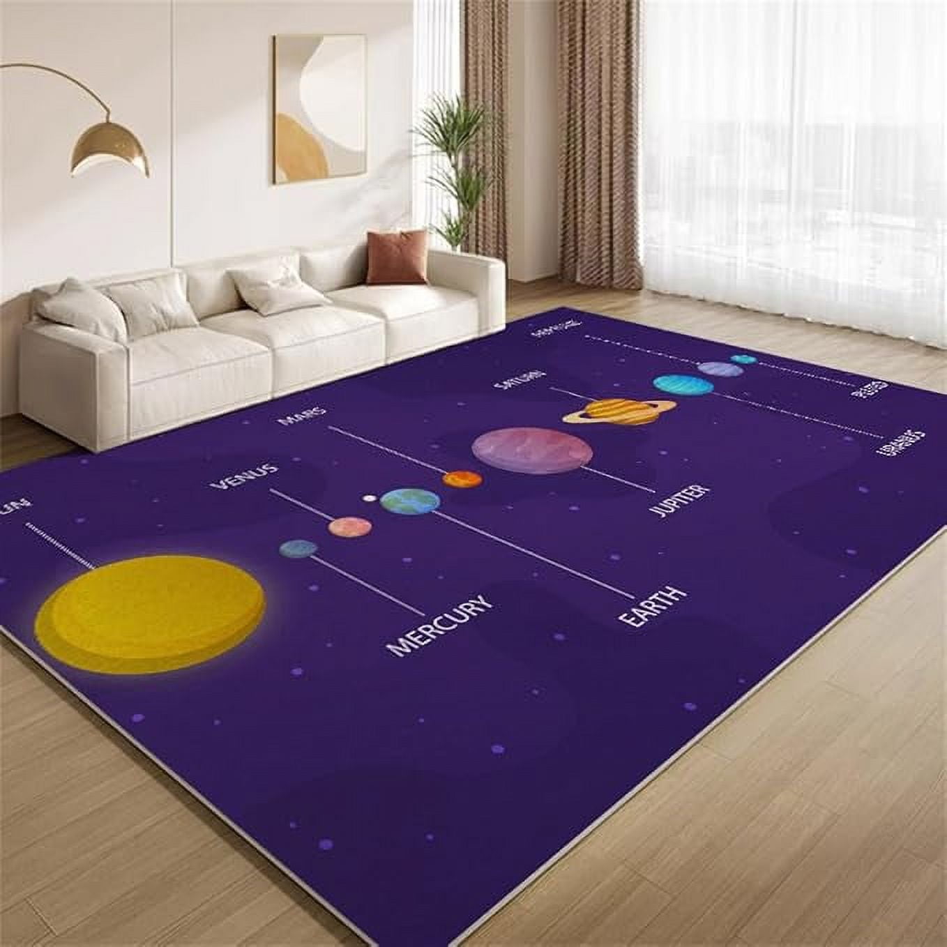 Solar System Planets Rug, Modern Soft Machine Washable Area Rugs, Non ...