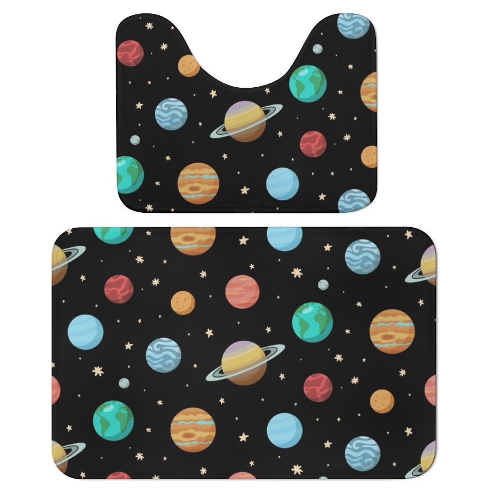 Solar System Planets Space Bathroom Rugs Set 2 Pieces, Bathroom Set ...