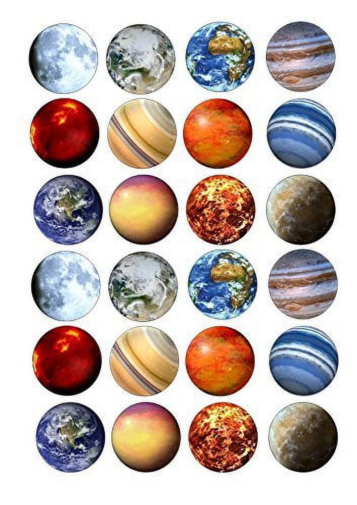 Solar System Planets Space Edible Frosting Cake Toppers Image 24 ct ...