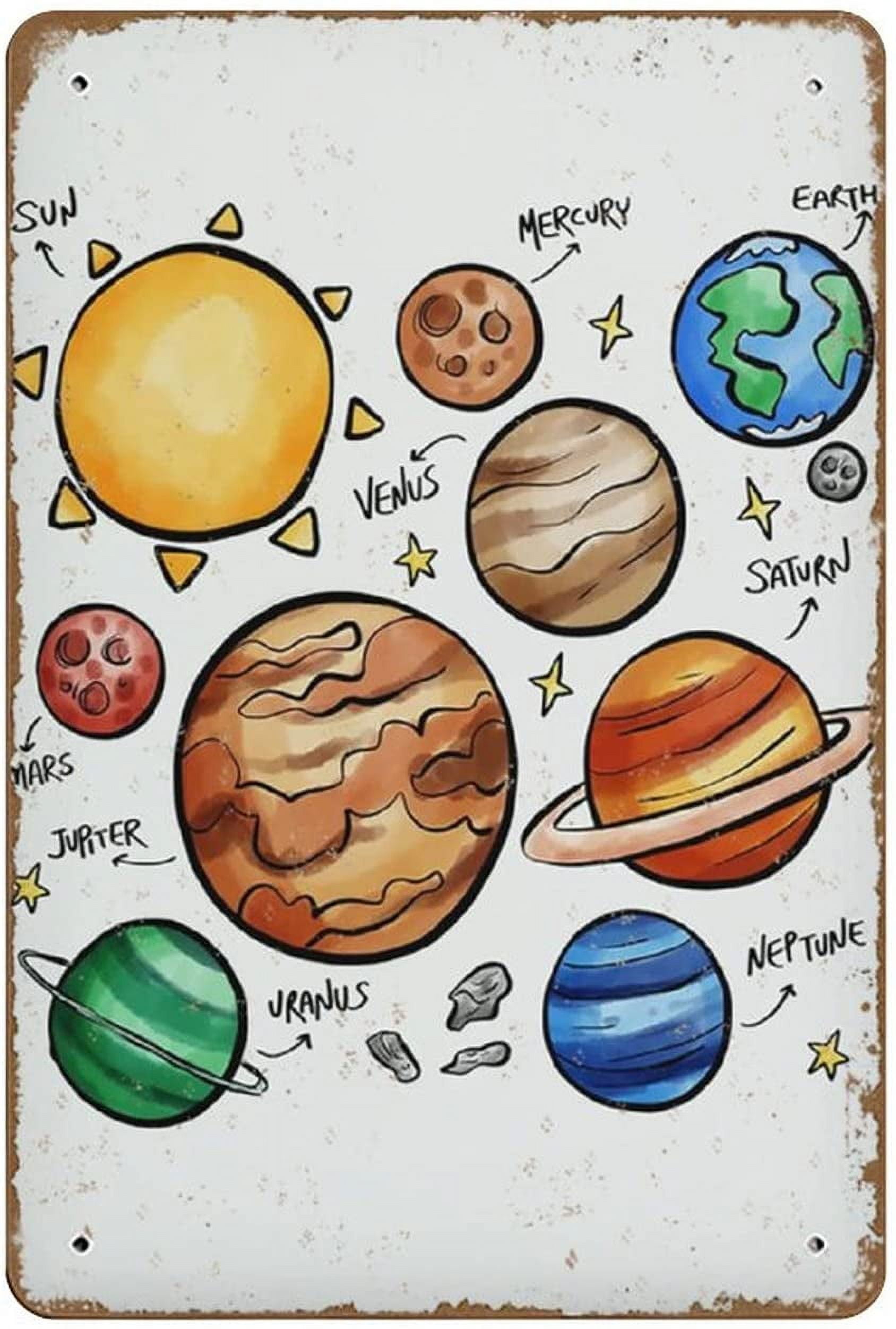 Solar System Poster Cute Space Art Educational Planets Print Planet ...
