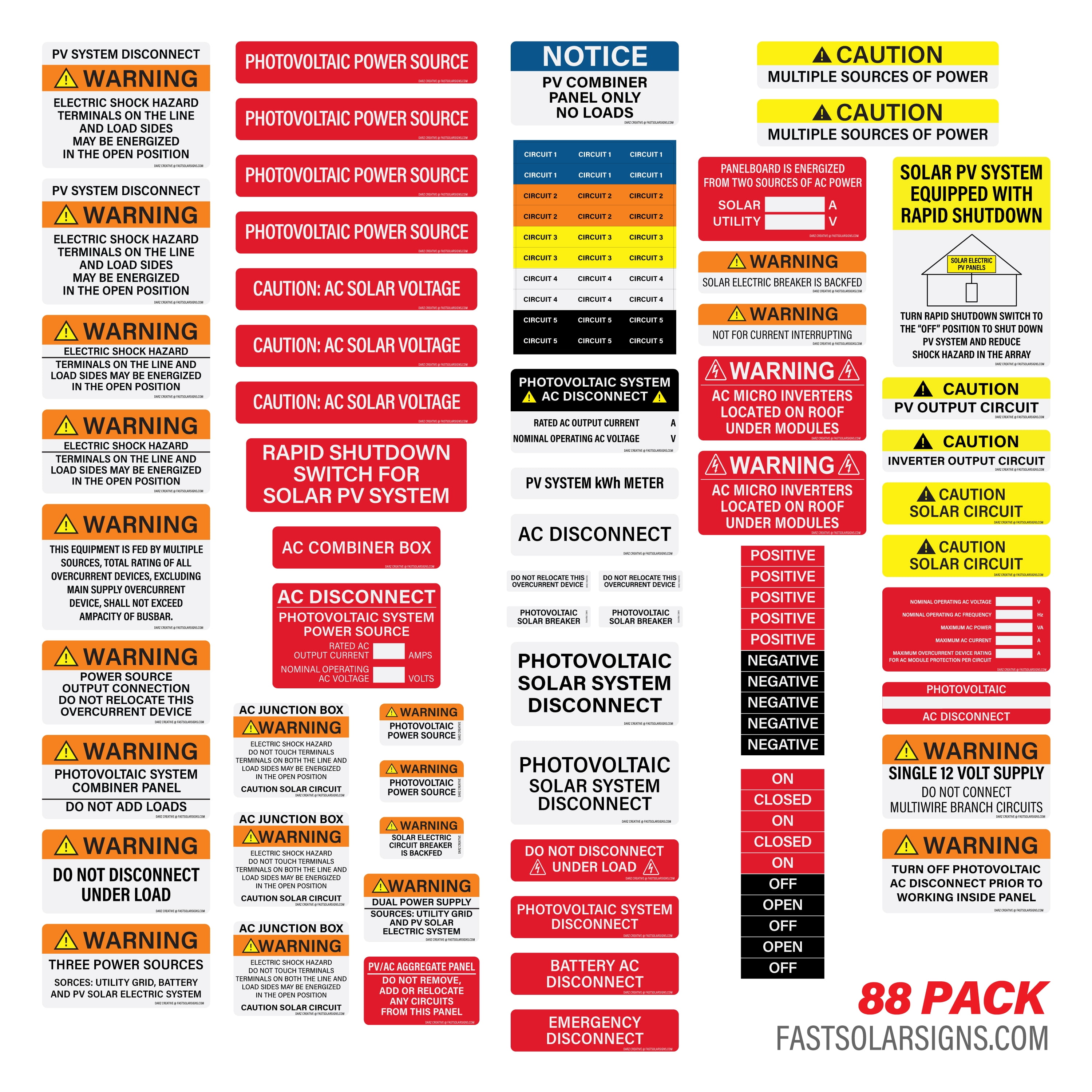 Solar System Project Kit – 88 Vinyl Stickers for Breaker Panels ...