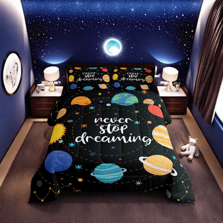 Solar System Queen Bedding Set Outer Space Comforter Set,Cute Cartoon ...