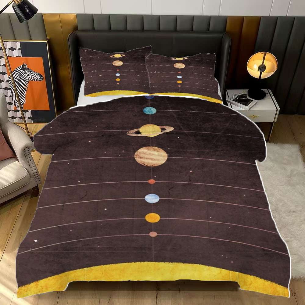 Solar System Retro Comforter Set Queen Size Bedding Set For Travl ...