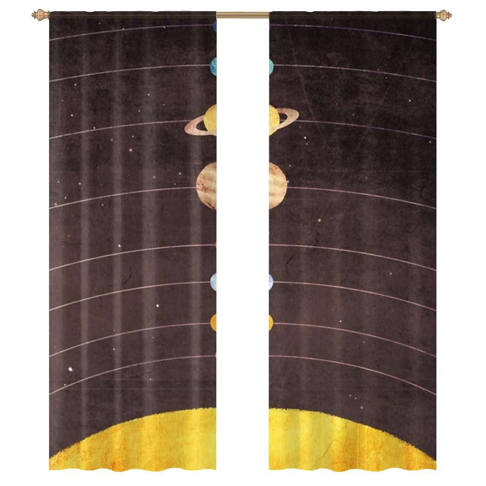 Solar System Retro Sheer Voile Curtain Window Tulle Curtains For Living ...