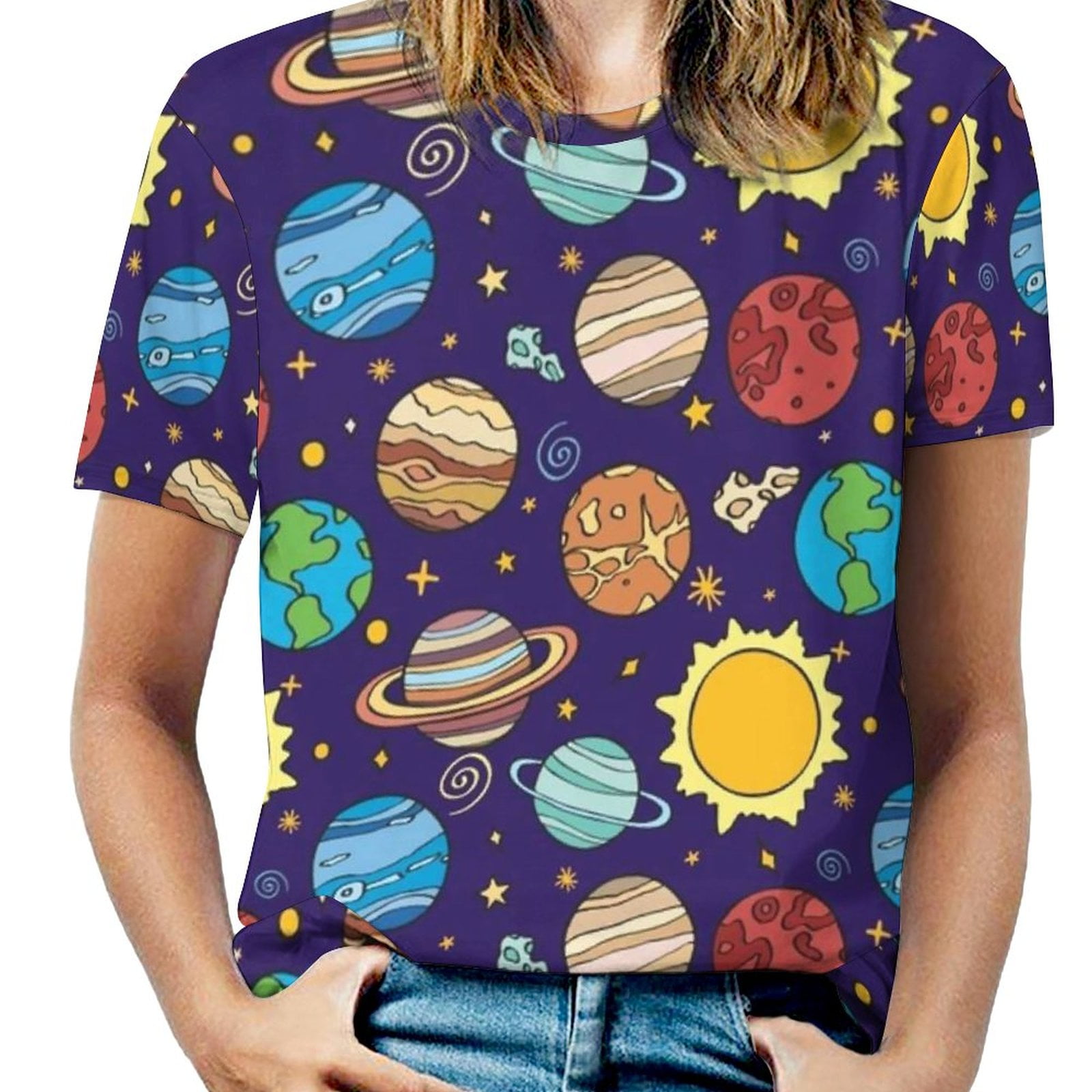 Solar System Sexy And Club Fashion Female T-Shirt Short Sleeve Off ...