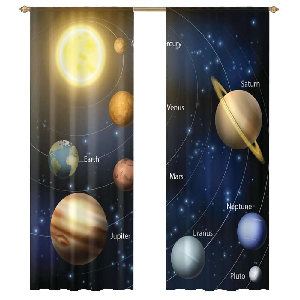 Solar System Sheer Voile Curtain Window Tulle Curtains For Living Room ...
