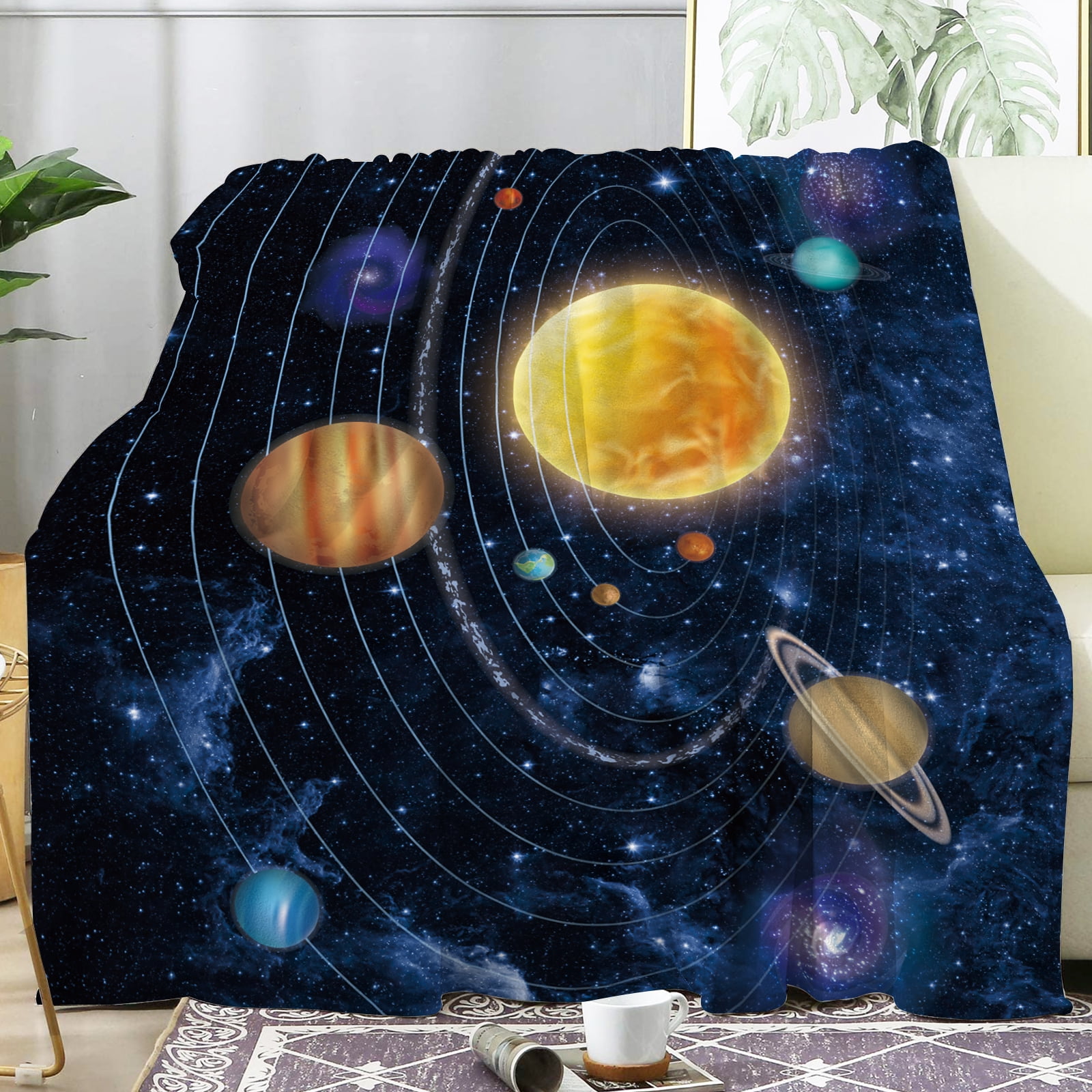 Solar System Sherpa Throw Blanket Kids Boys Astronomy Fleece Blanket ...