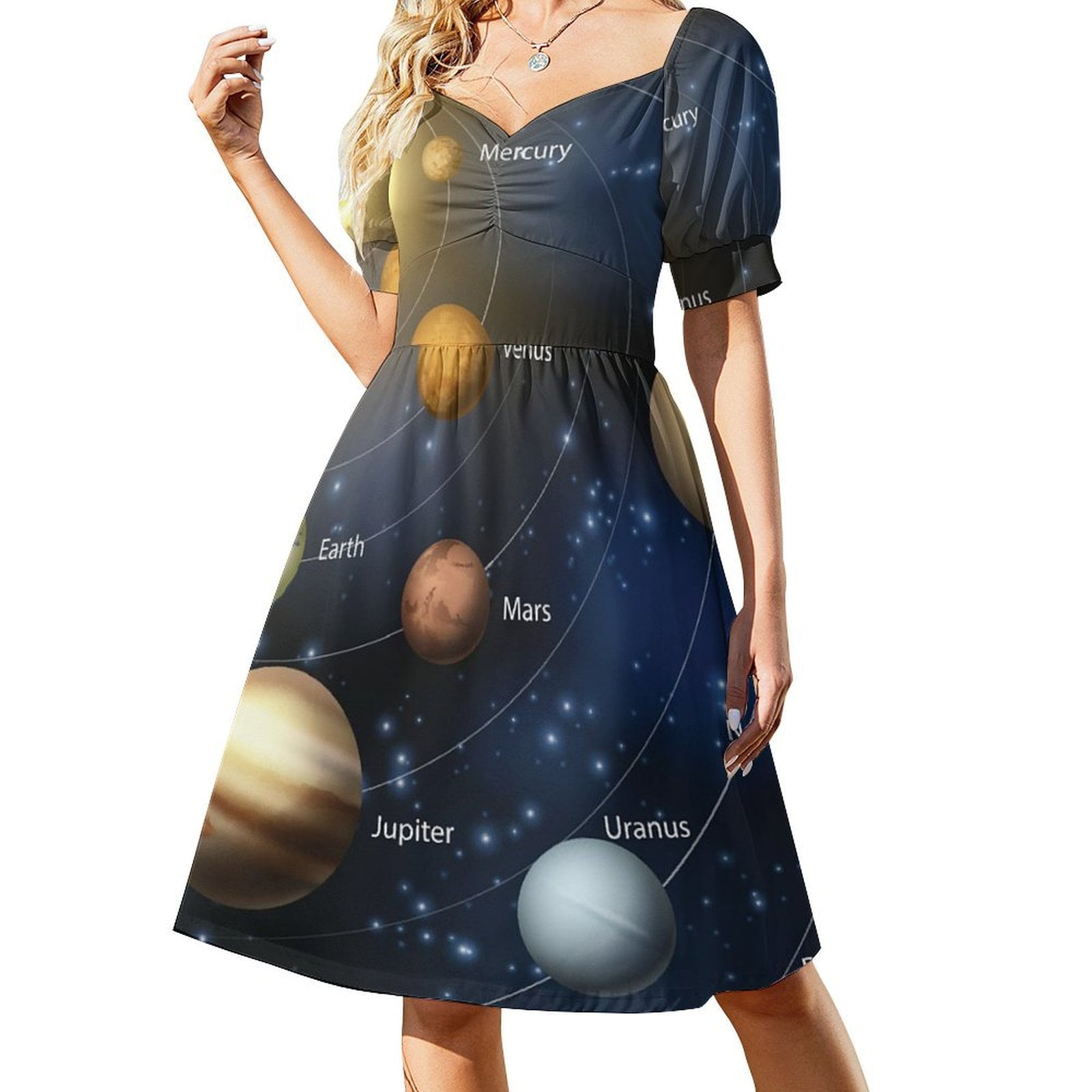 Solar System Short Sleeve Dress Clothes Women's Summer Dress Elegant ...