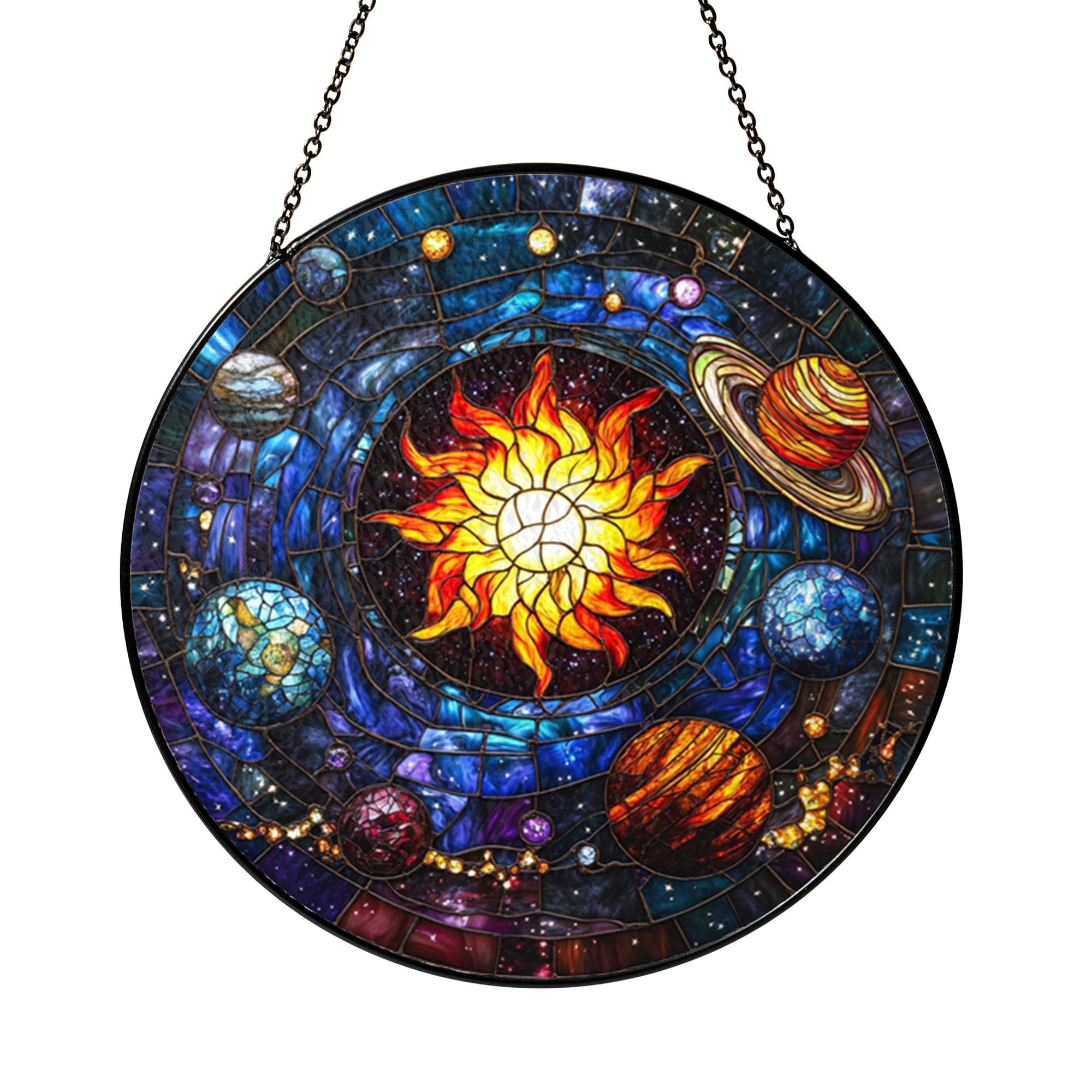 Solar System Stained Glass Style Suncatcher, Planet Window Hanging with ...