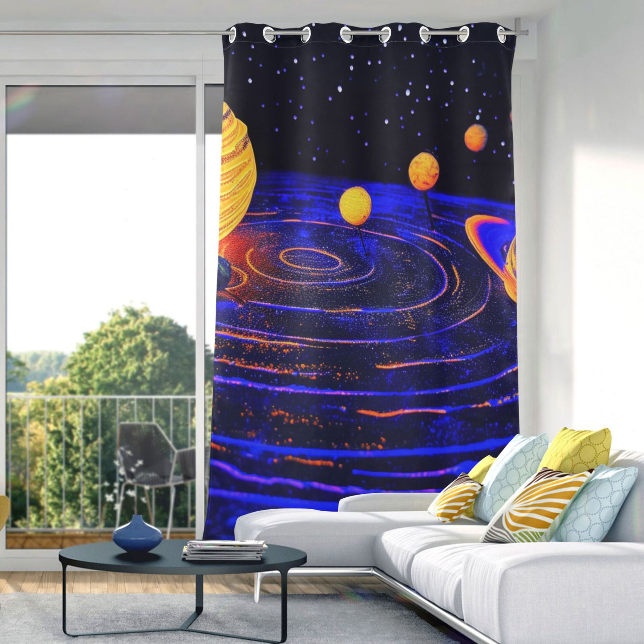 Solar System Starry Sky Blackout Curtains W82 x L42 1 Panel Window ...