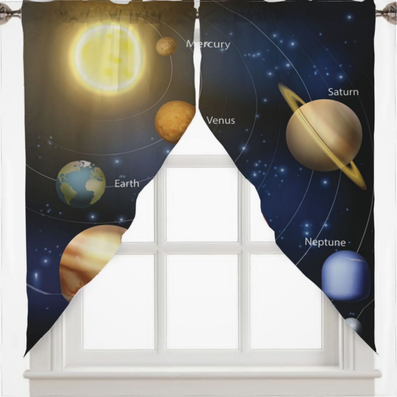 Solar System Swag Valances For Windows 2 Pack For Kitchen Living Room/Bathroom With Rod Pocket ...