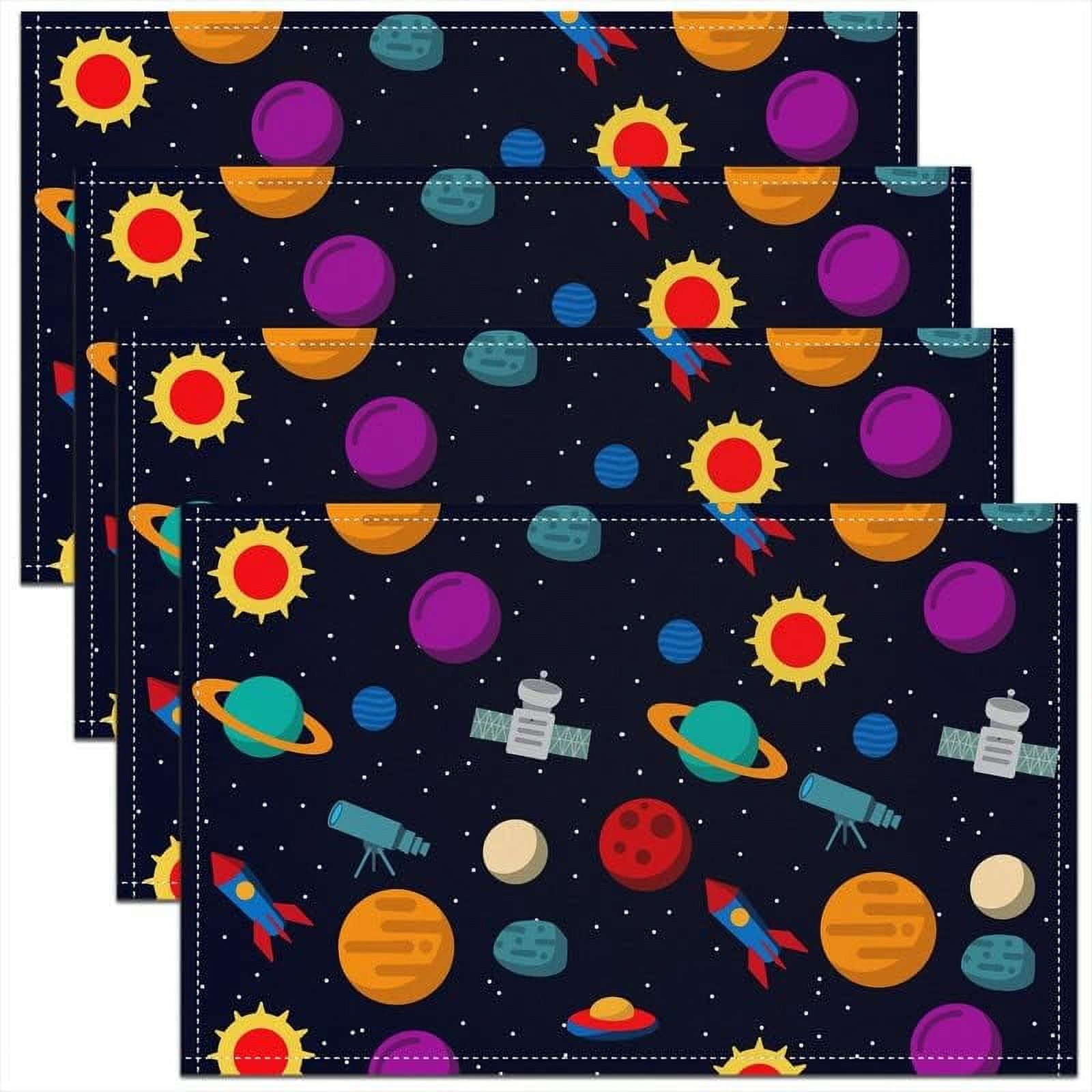 Solar System Table Place Mats Set of 4 Outer Space Washable Fabric ...