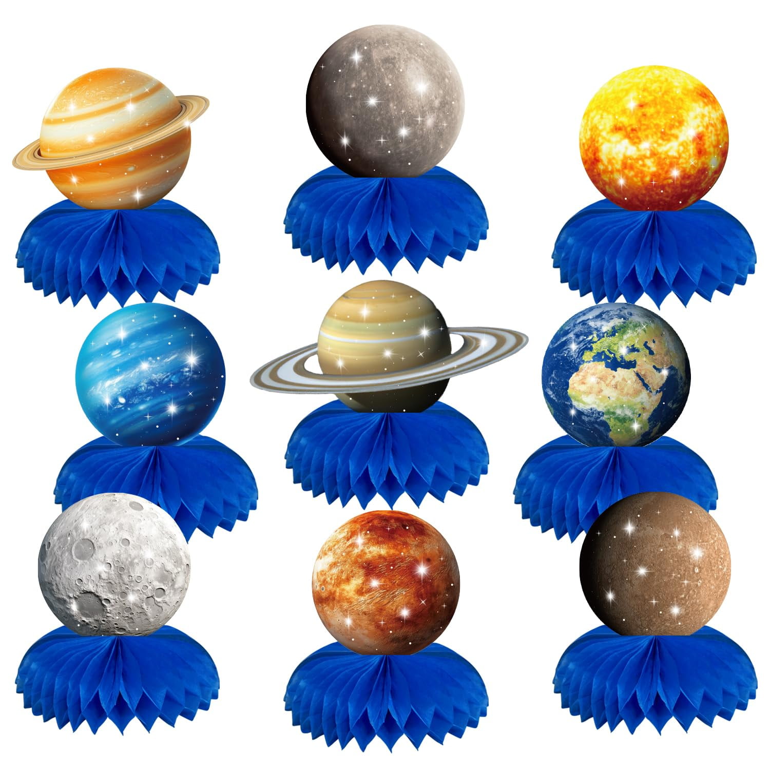 Honeycomb Centerpieces OSNIE 9Pcs Solar System Honeycomb Decorations ...