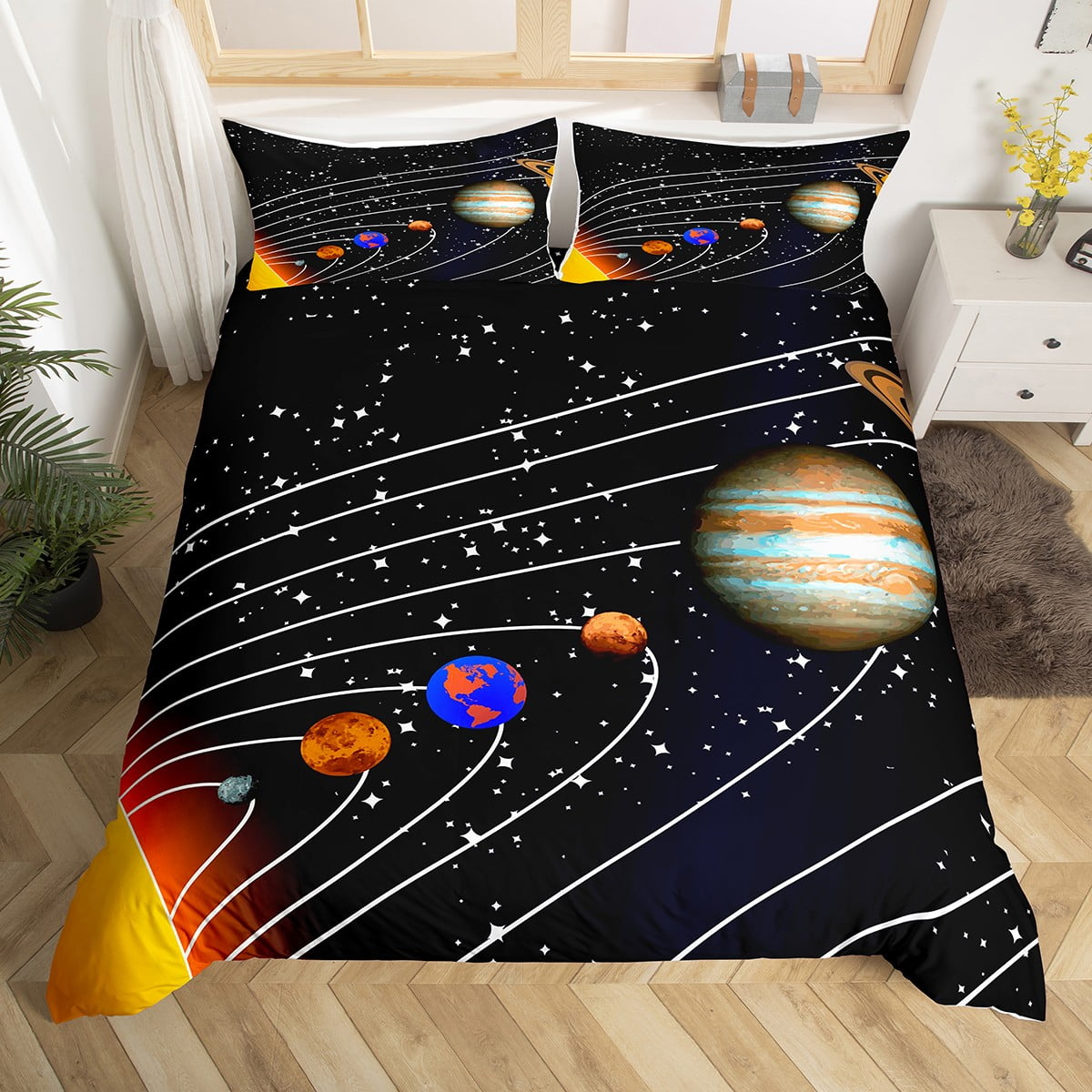 Solar System Twin Duvet Cover Sets for Boys Girls Outer Space Bedding ...