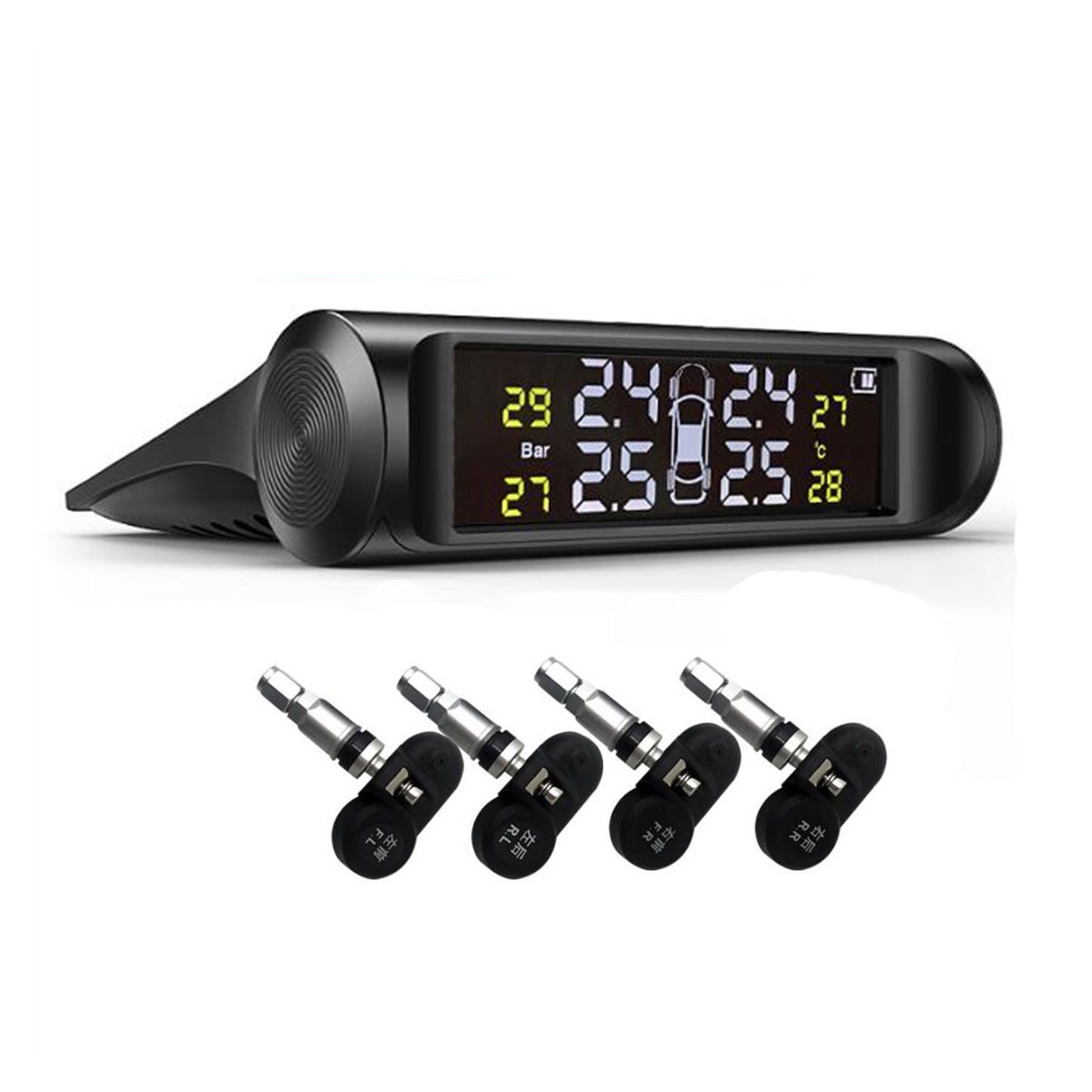 Solar TPMS Car Tire Pressure Alarm Monitor System 4 Wheel Internal ...