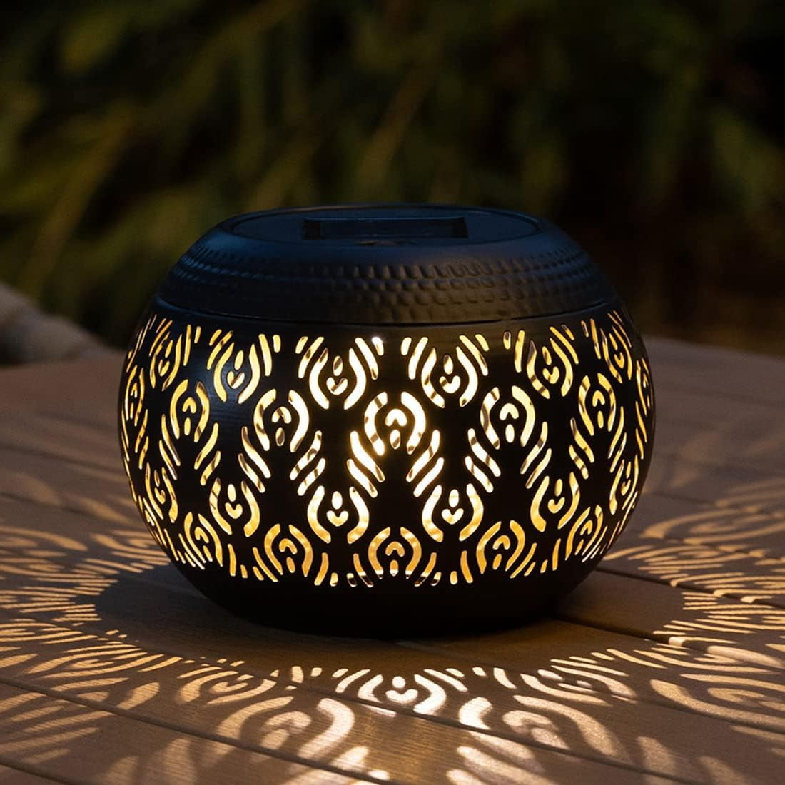 Solar Table Lanterns Outdoor Waterproof - LED Lamp Black Peacock ...